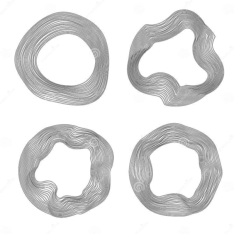 Set of Abstract Deformed Circle Banners. Distorted Contour Stock Vector ...