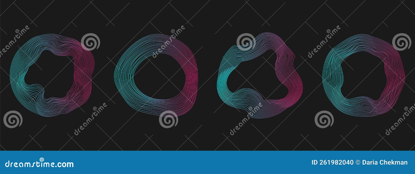 Set of Abstract Deformed Circle Banners. Distorted Contour Stock Vector - Illustration of ...