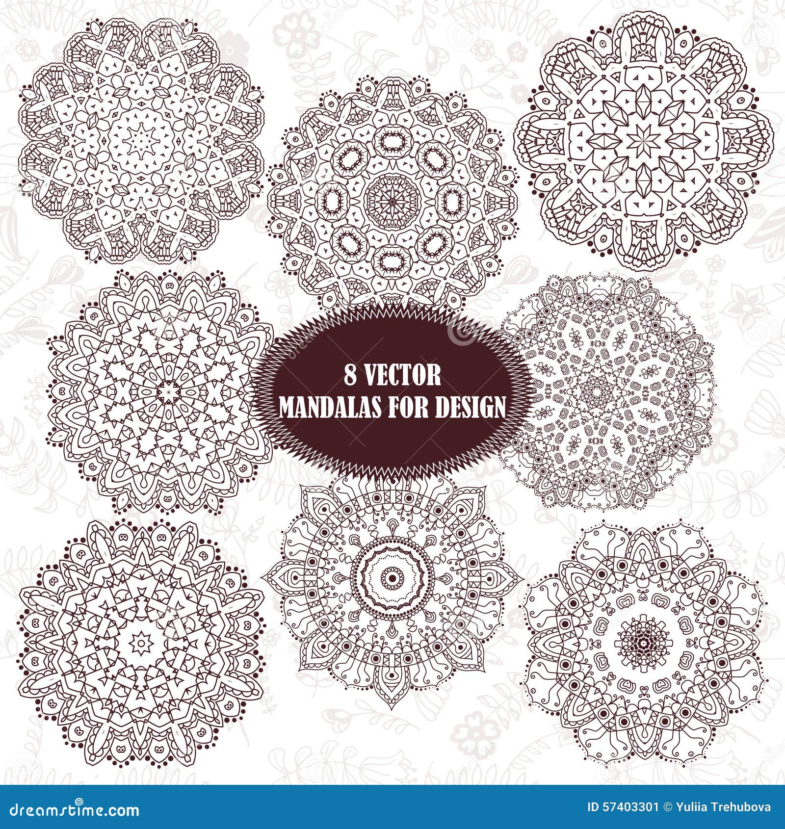 Set of Abstract Design Element. Round Mandalas in Vector. Graphic ...