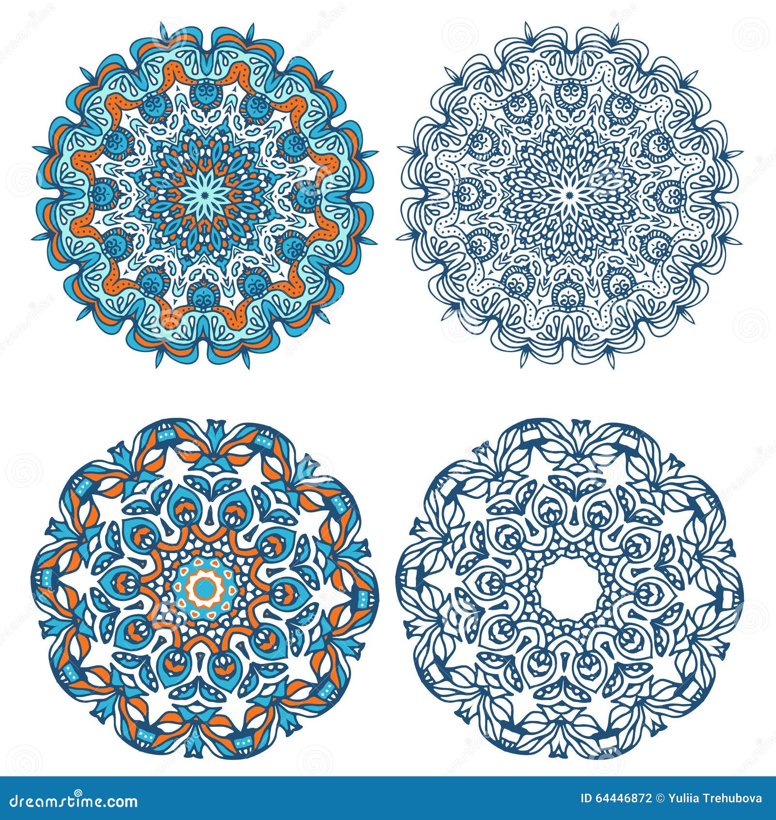 Set of Abstract Design Elements. Round Mandalas in Vector. Graphic ...