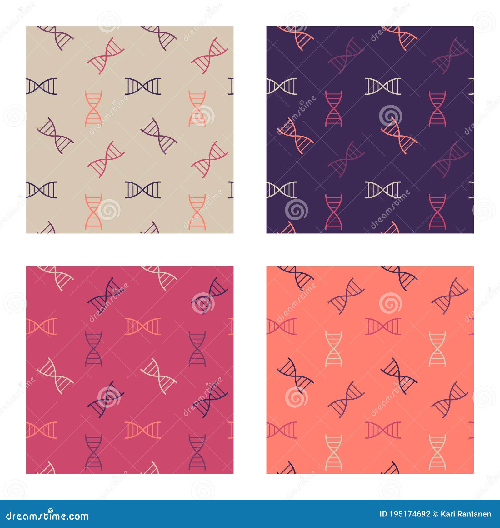 Set of Abstract Dna Chain Seamless Patterns Stock Illustration ...