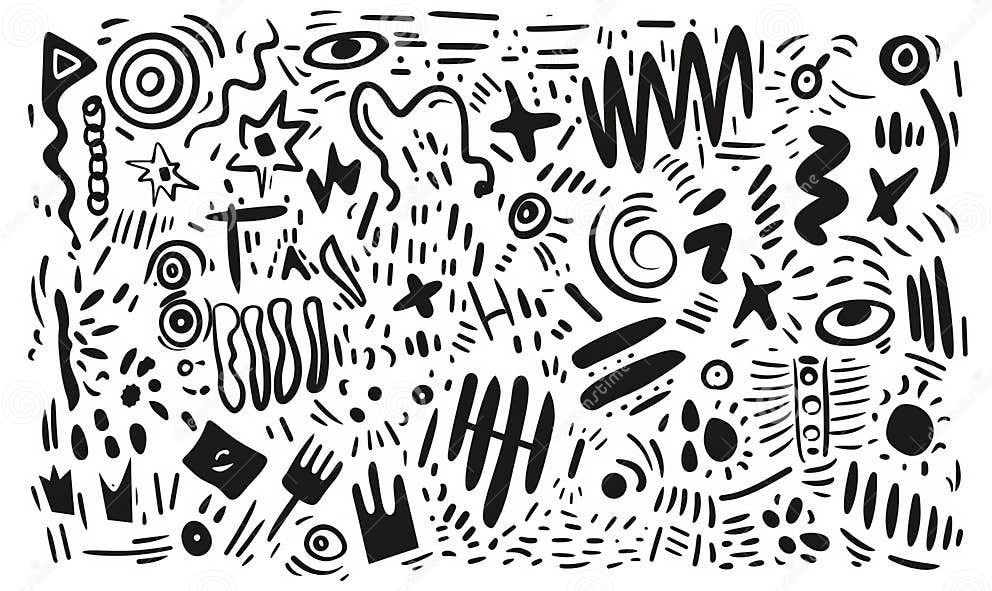 Set of Abstract Doodles on White Background Stock Illustration ...