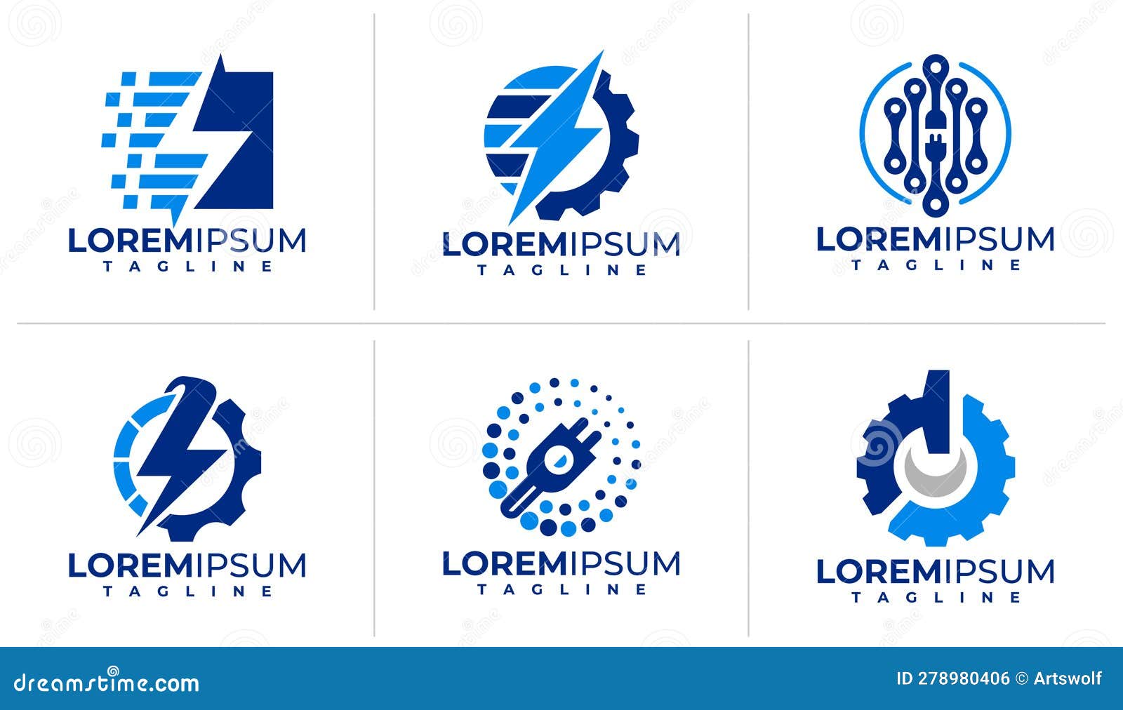 Set of Abstract Electrical Plug Logo Design. Modern Power, Flash ...