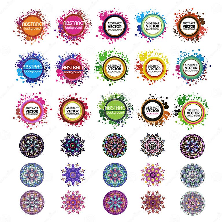Set of Abstract Elements . Advertising Design Shape. Mandala Set Stock ...