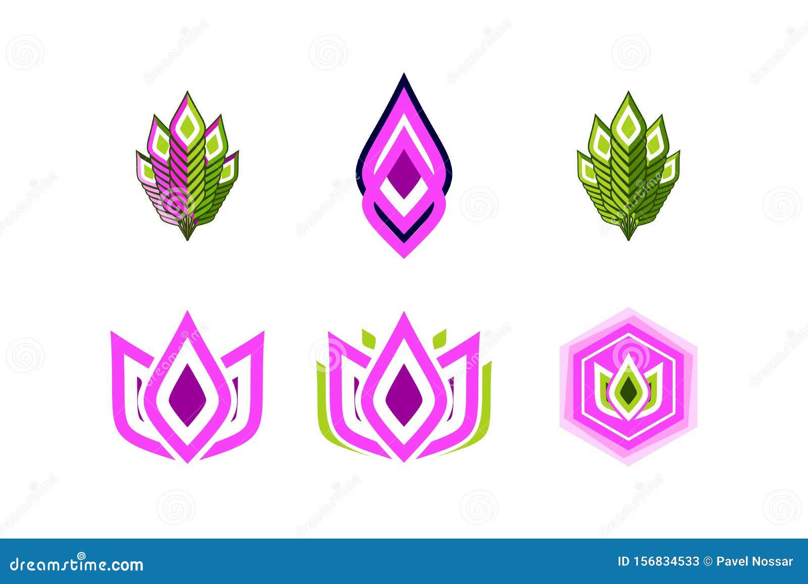 A Set of Abstract Elements for the Logo. Character Set with Floral ...