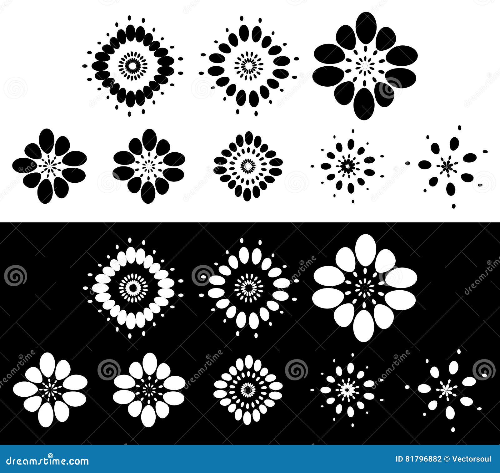 Set of 8 Abstract Elements, Motifs - Circular, Rounded Element S Stock ...