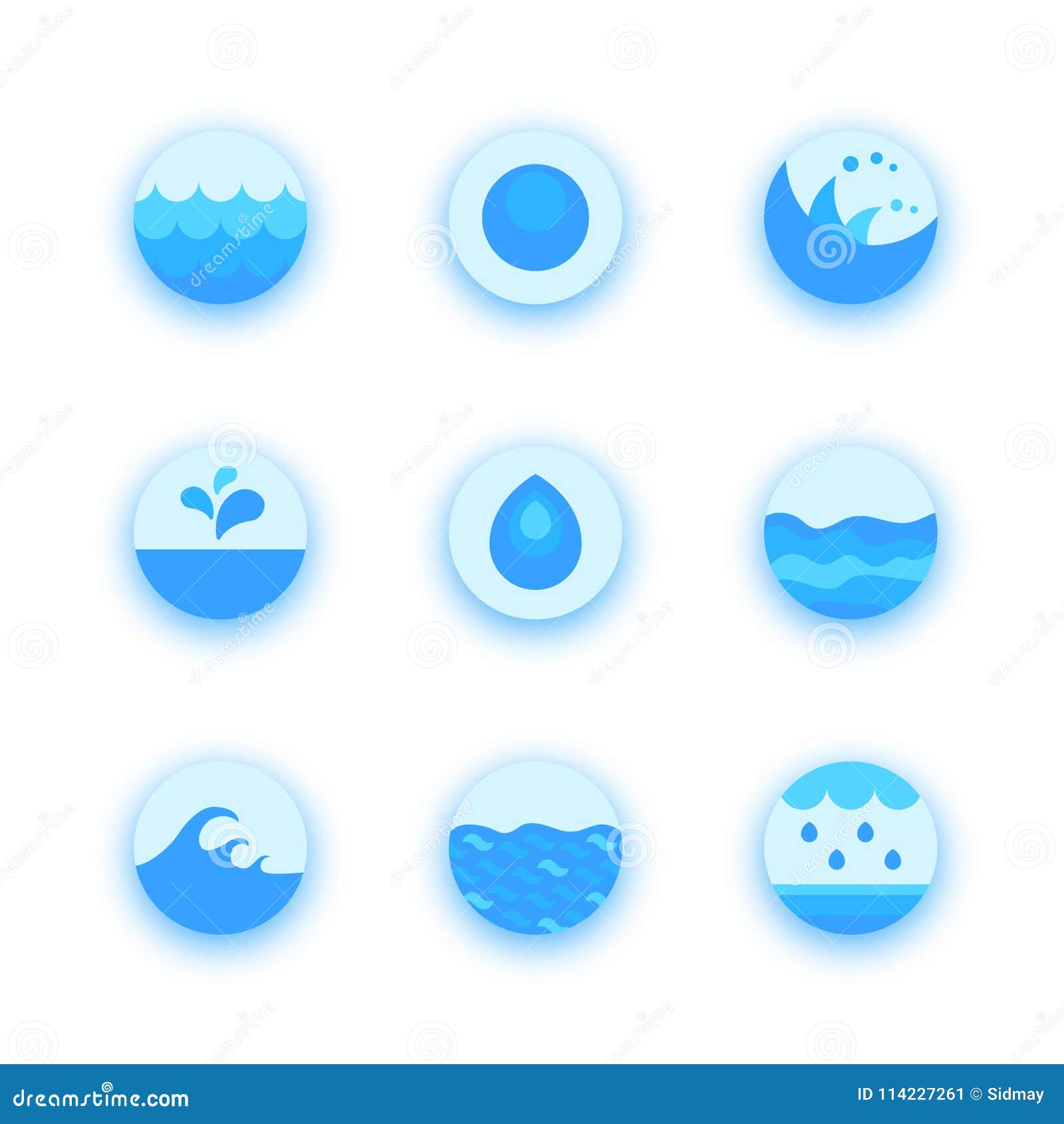 Set of Abstract Flat Water Icons Stock Vector - Illustration of liquid ...