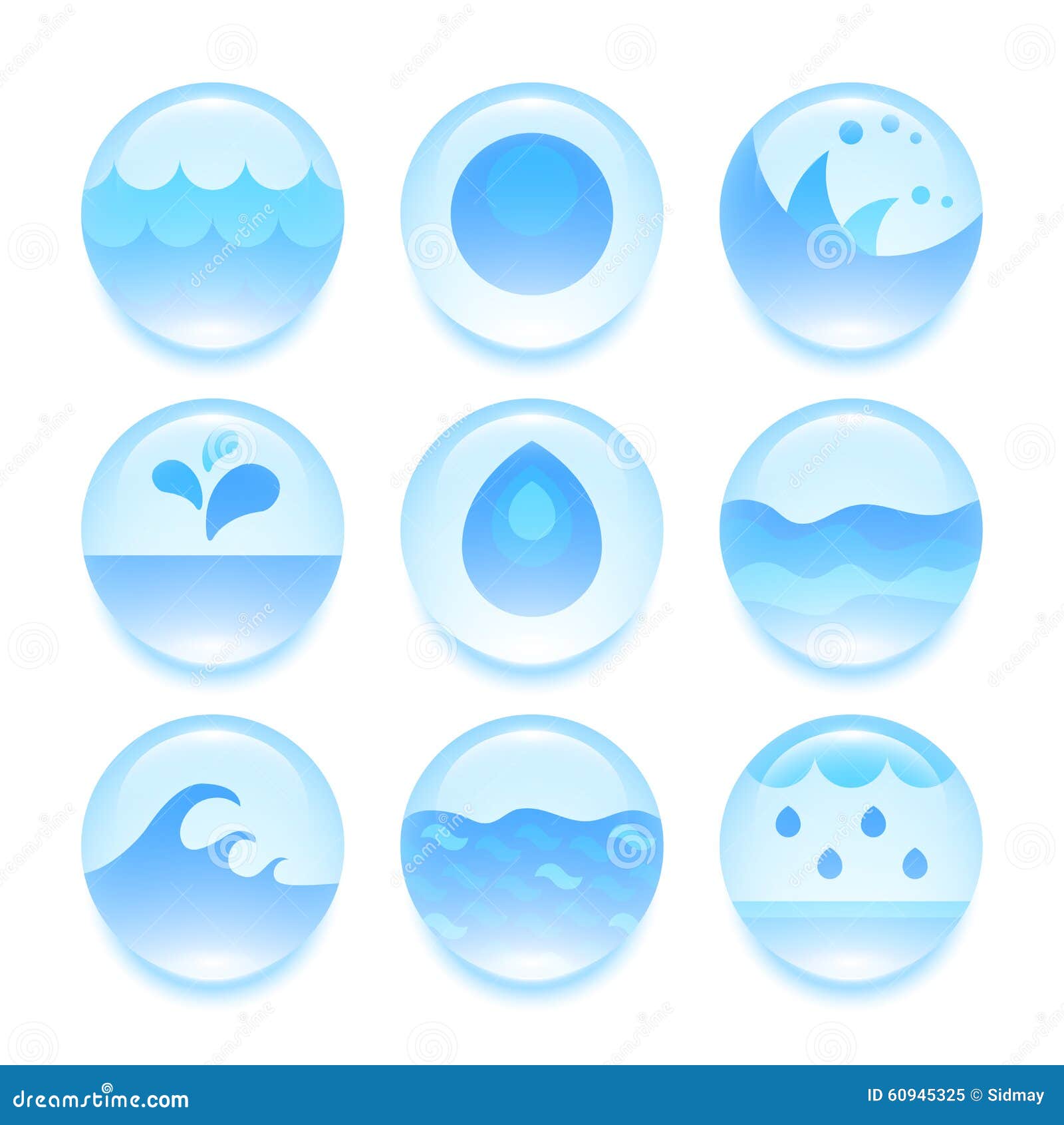 Set of Abstract Flat Water Icons Stock Vector - Illustration of nature ...