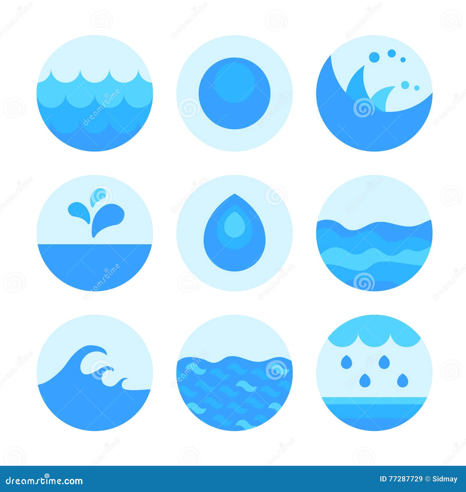 Set of Abstract Flat Water Icons Stock Vector - Illustration of nature ...