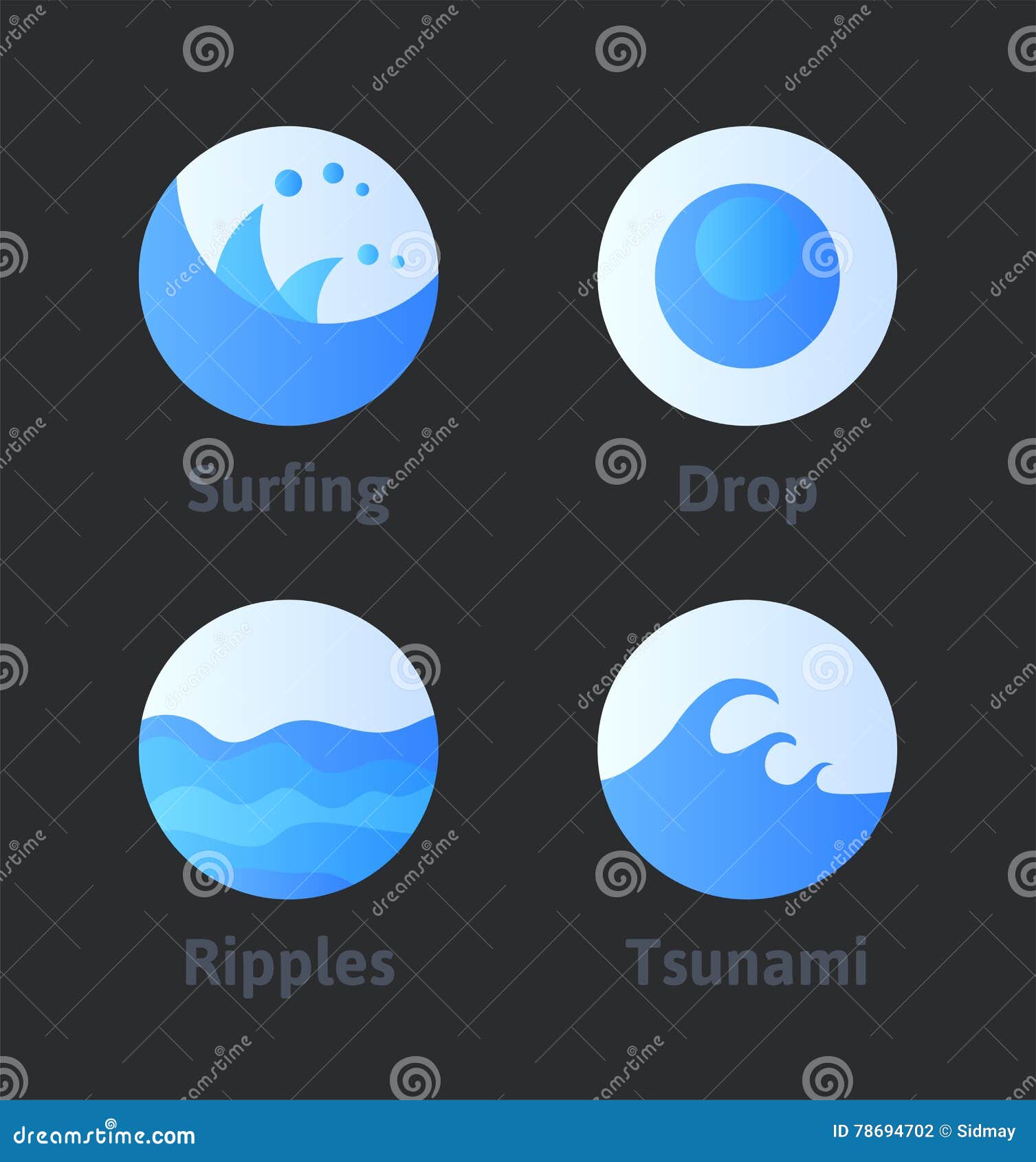 Set of Abstract Flat Water Icons Stock Vector - Illustration of ...