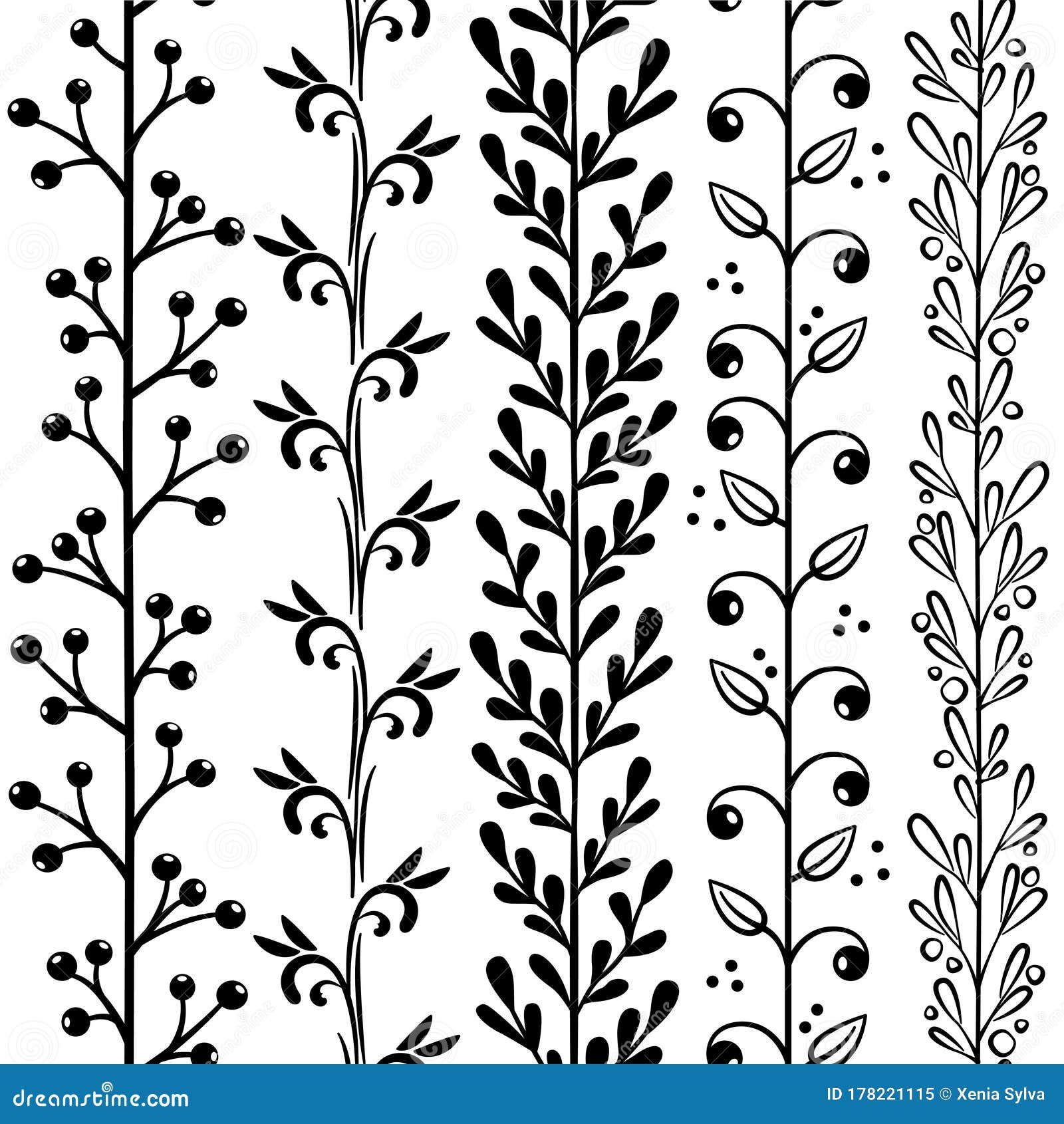 Set of Abstract Floral Borders. Stock Vector - Illustration of leaf ...
