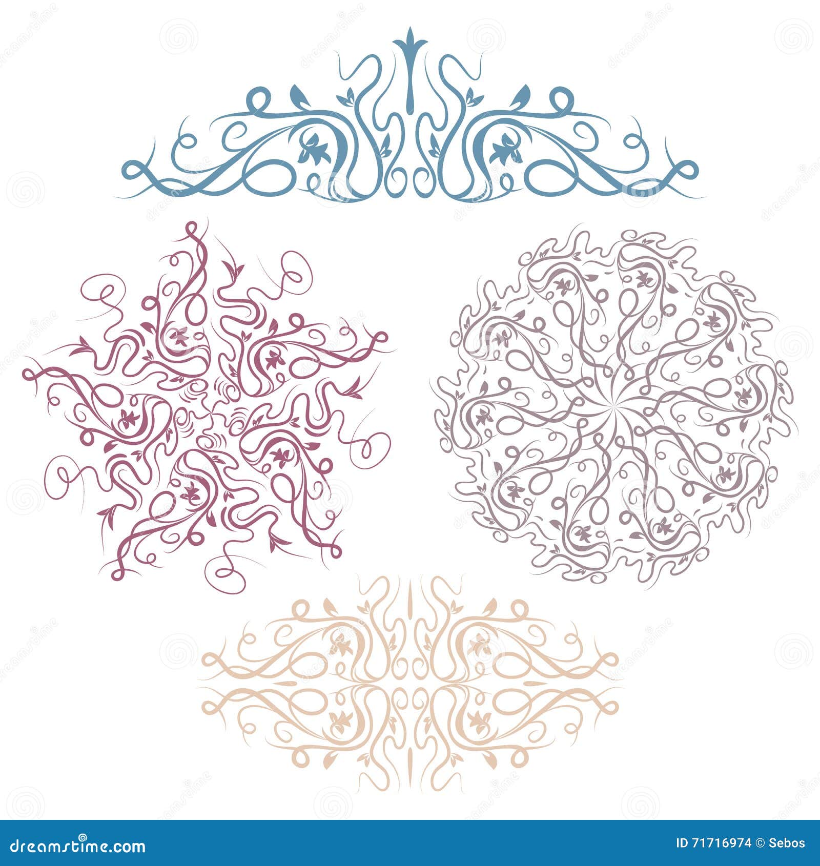 Set of Abstract Floral Vignettes, on White Background Stock Vector ...