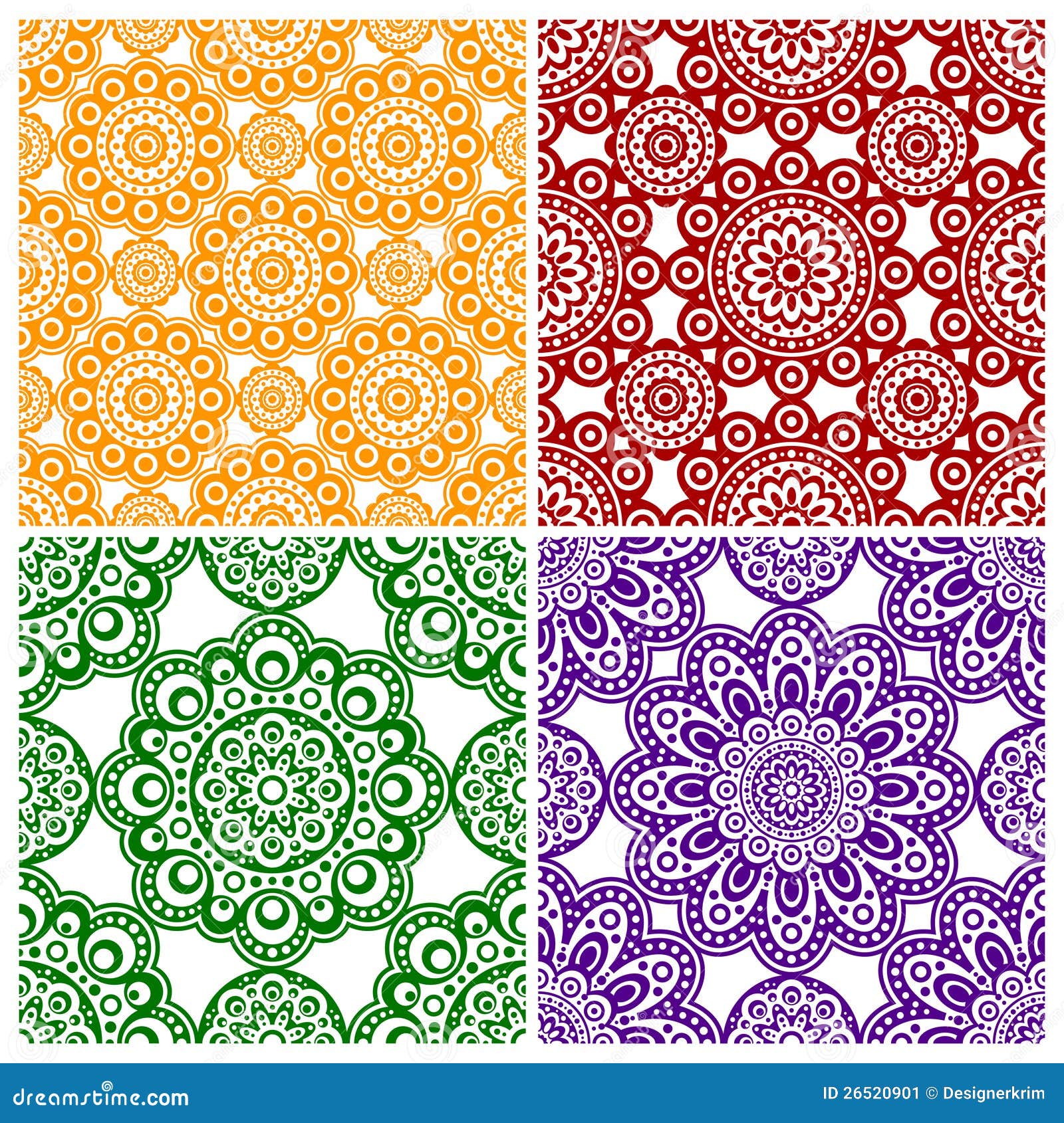 A Set of Abstract Flower Ornaments Stock Vector - Illustration of lace ...