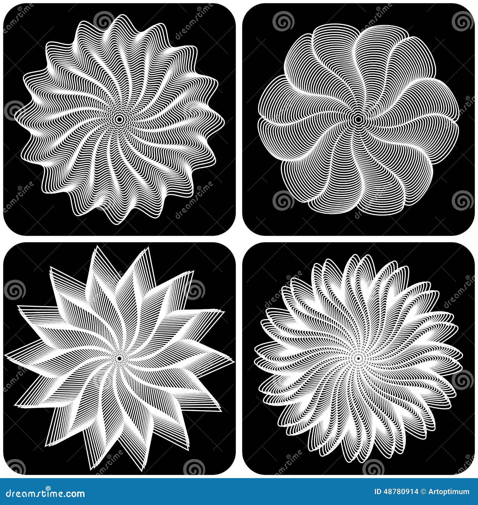 Set of Abstract Flowers. Vector Stock Vector - Illustration of ...