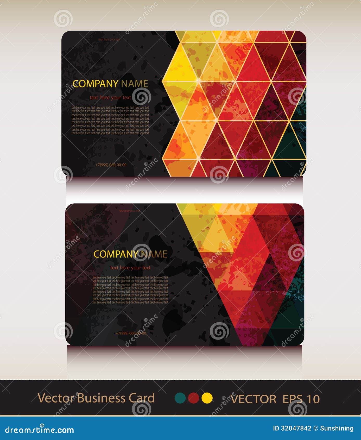 Set of Abstract Geometric Business Card Stock Vector - Illustration of ...