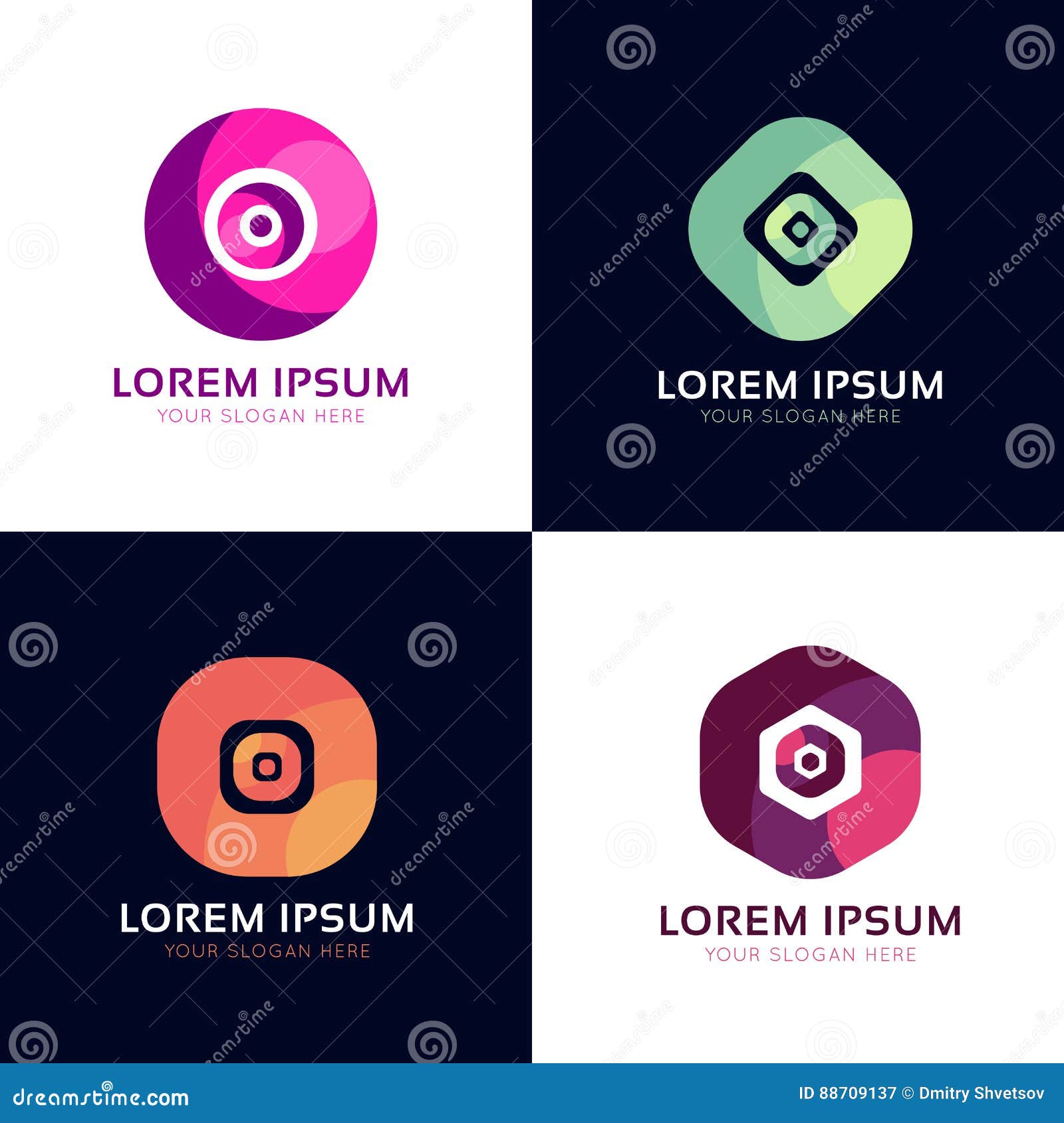 Set of Abstract Geometric Figures. Creative Vector Logo Signs Stock ...