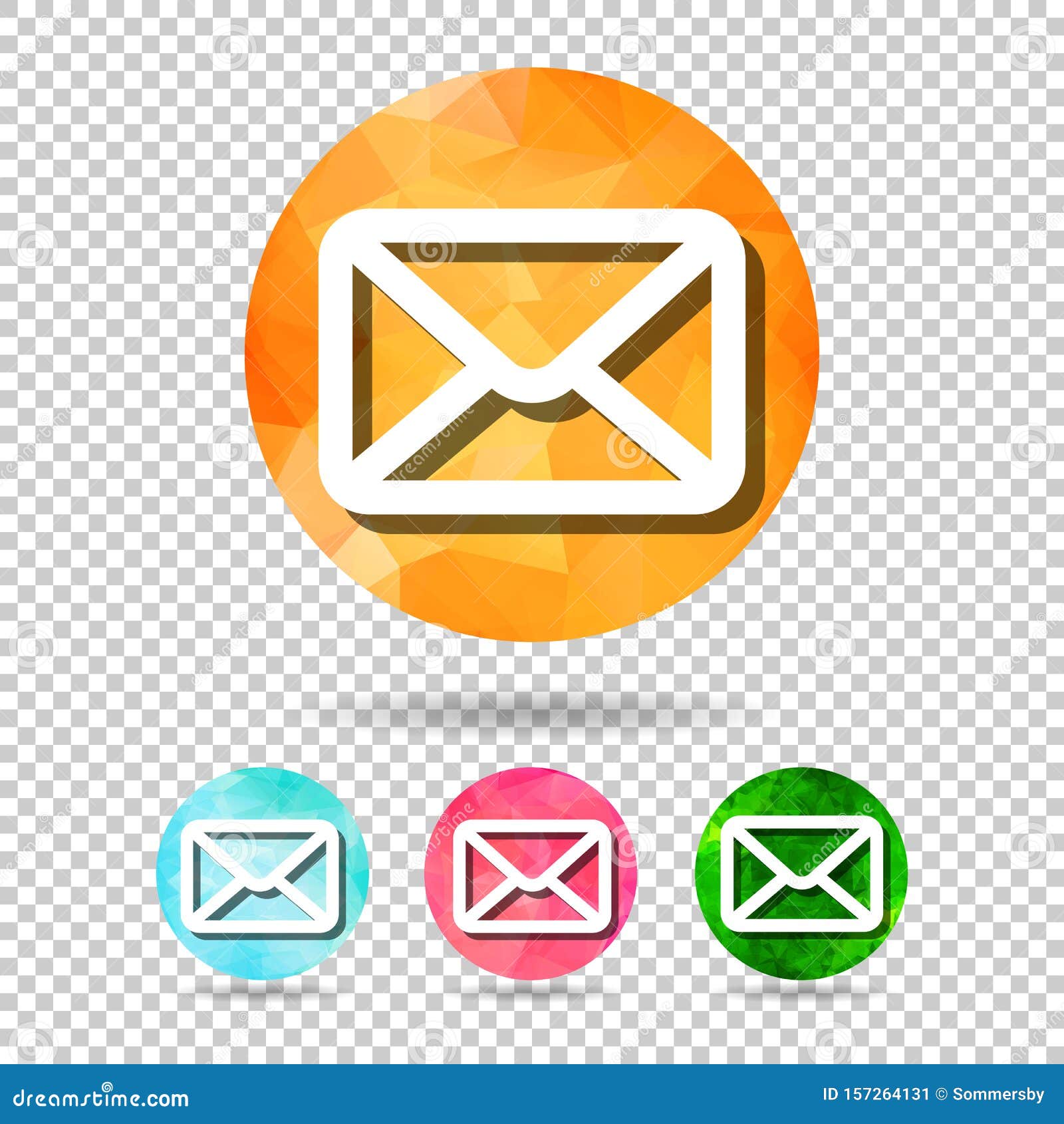 Set of Abstract Geometric Mail Button Icon from Triangular Faces for ...