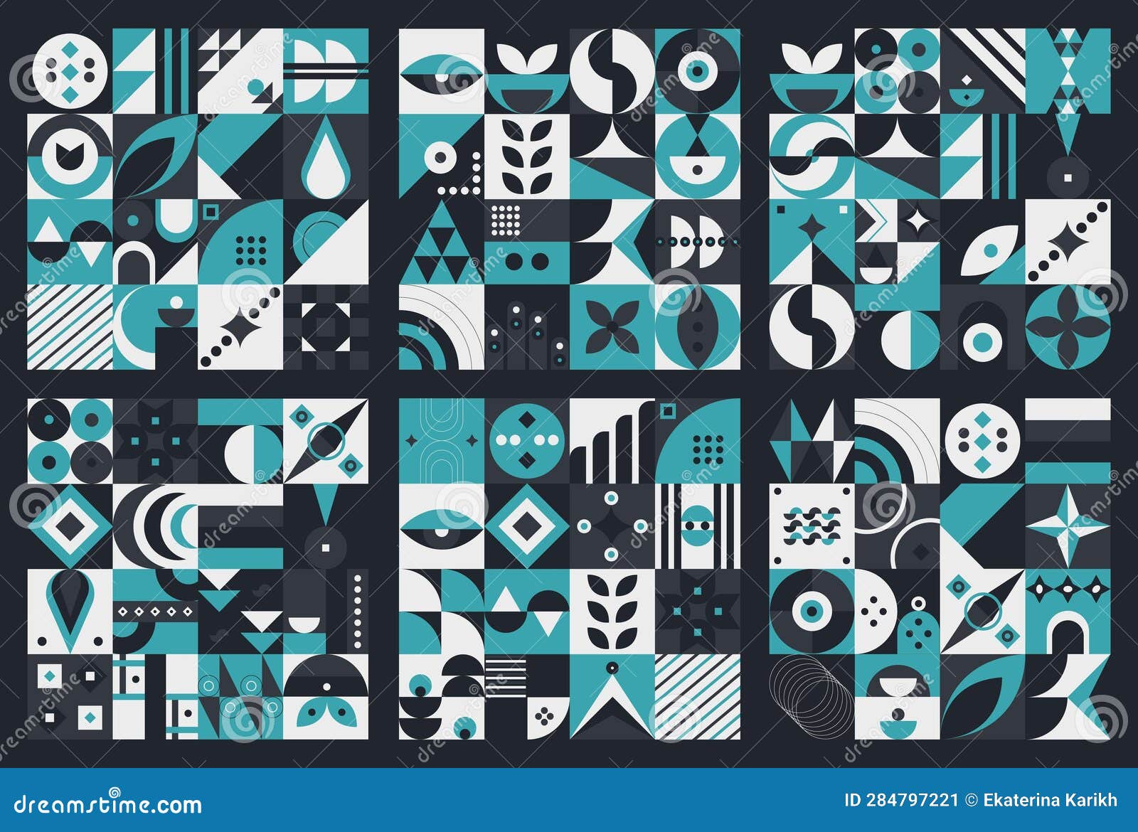 Set Abstract Geometric Pattern Design in Modern Style. Stock Vector ...