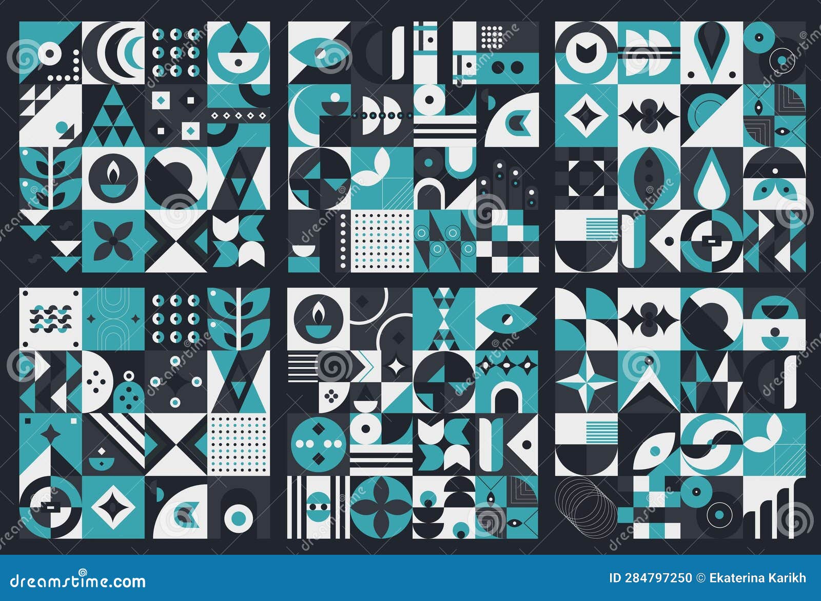 Set Abstract Geometric Pattern Design in Modern Style. Stock Vector ...