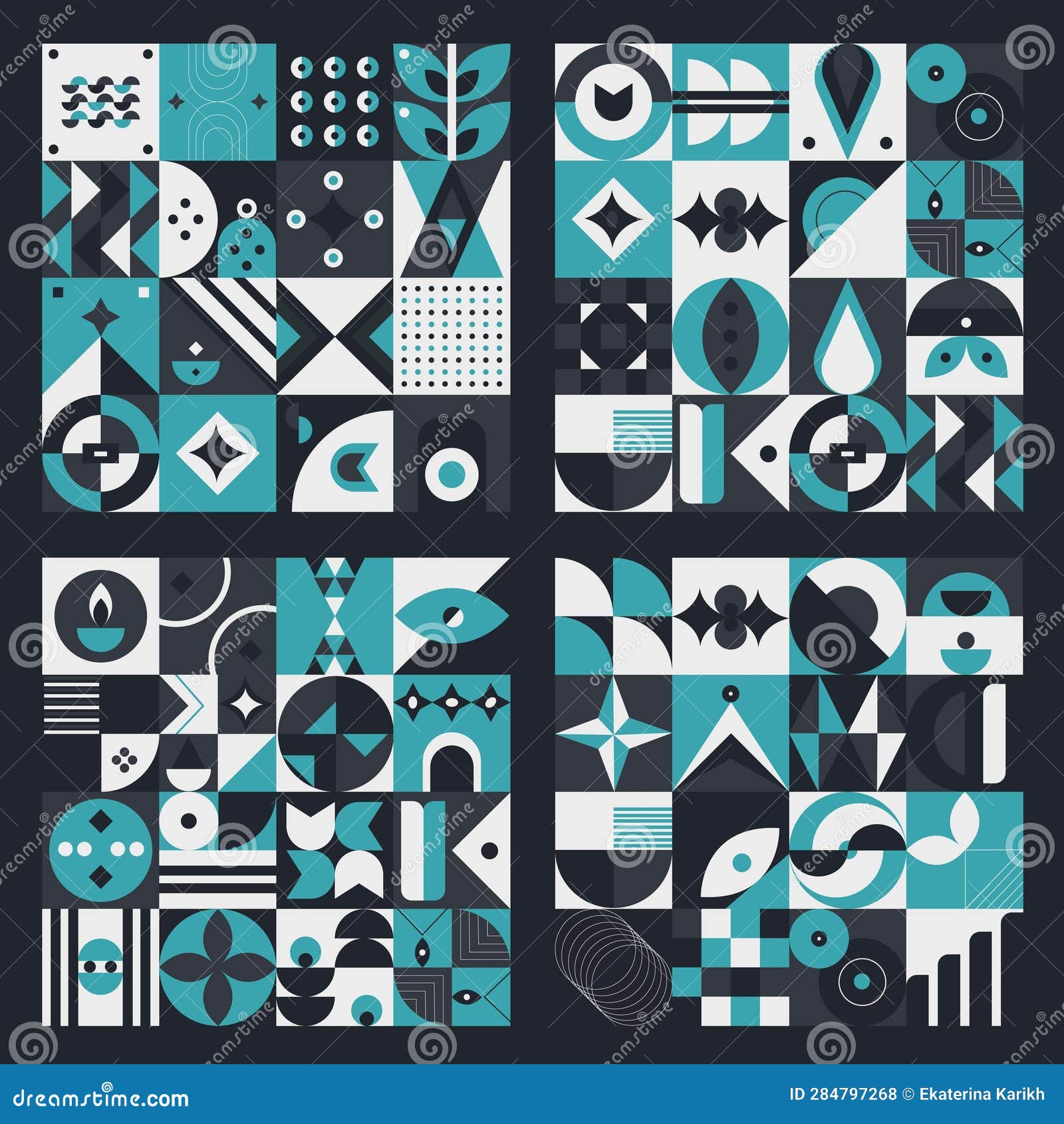 Set Abstract Geometric Pattern Design in Modern Style. Stock Vector ...