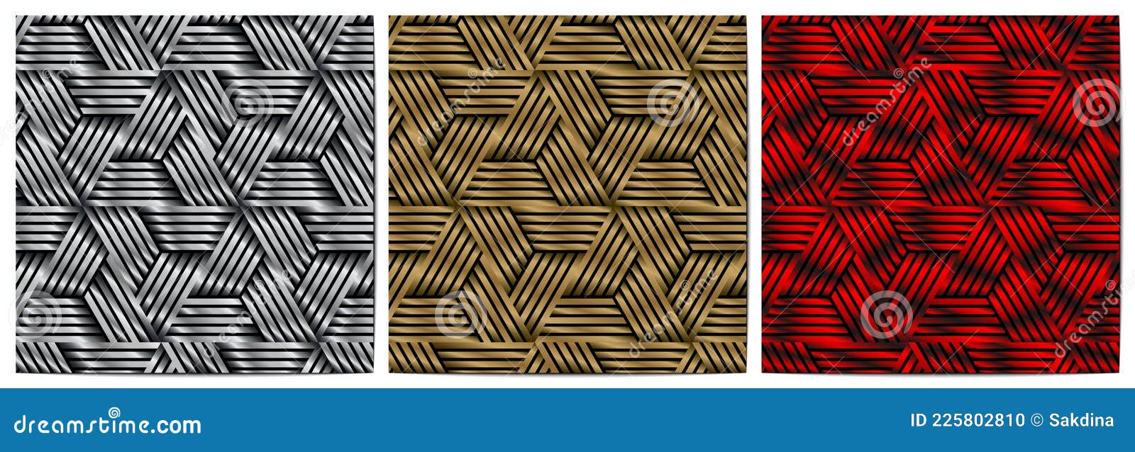 Set of Abstract Geometric Pattern Metal Striped Lines Polygonal Shape ...