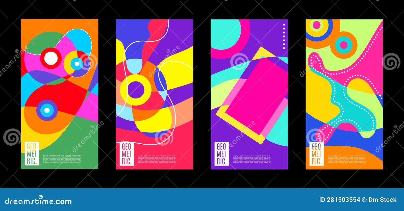 Set of Abstract Geometric Pattern Poster Design with Touch of Bright ...