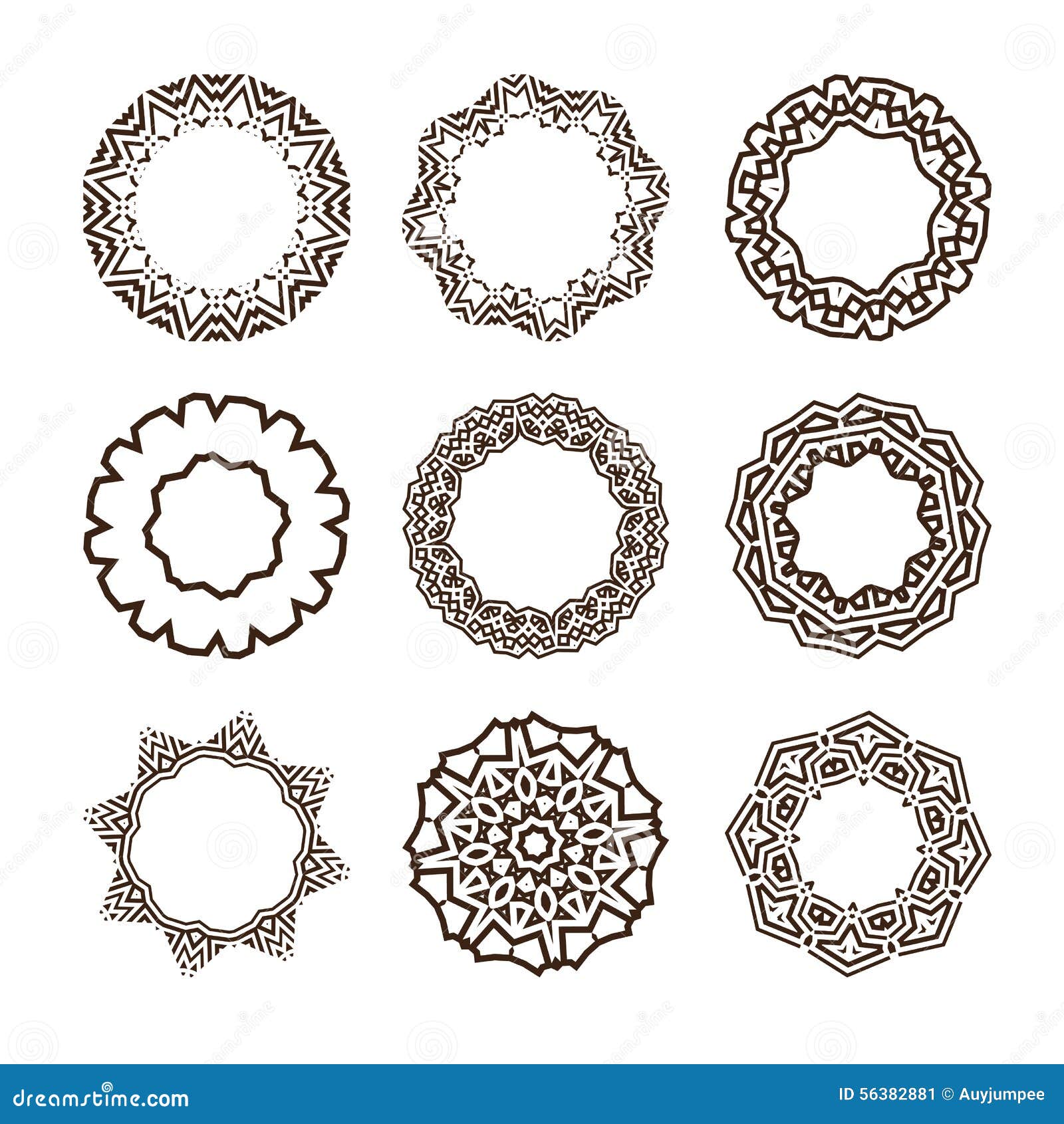 Set of Abstract Geometric Pattern with Ring Shape Element, Vector ...
