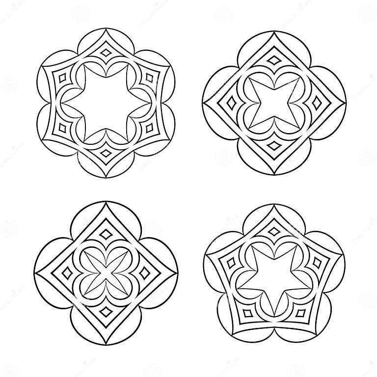 Set of Abstract Geometric Radial Patterns Stock Vector - Illustration ...