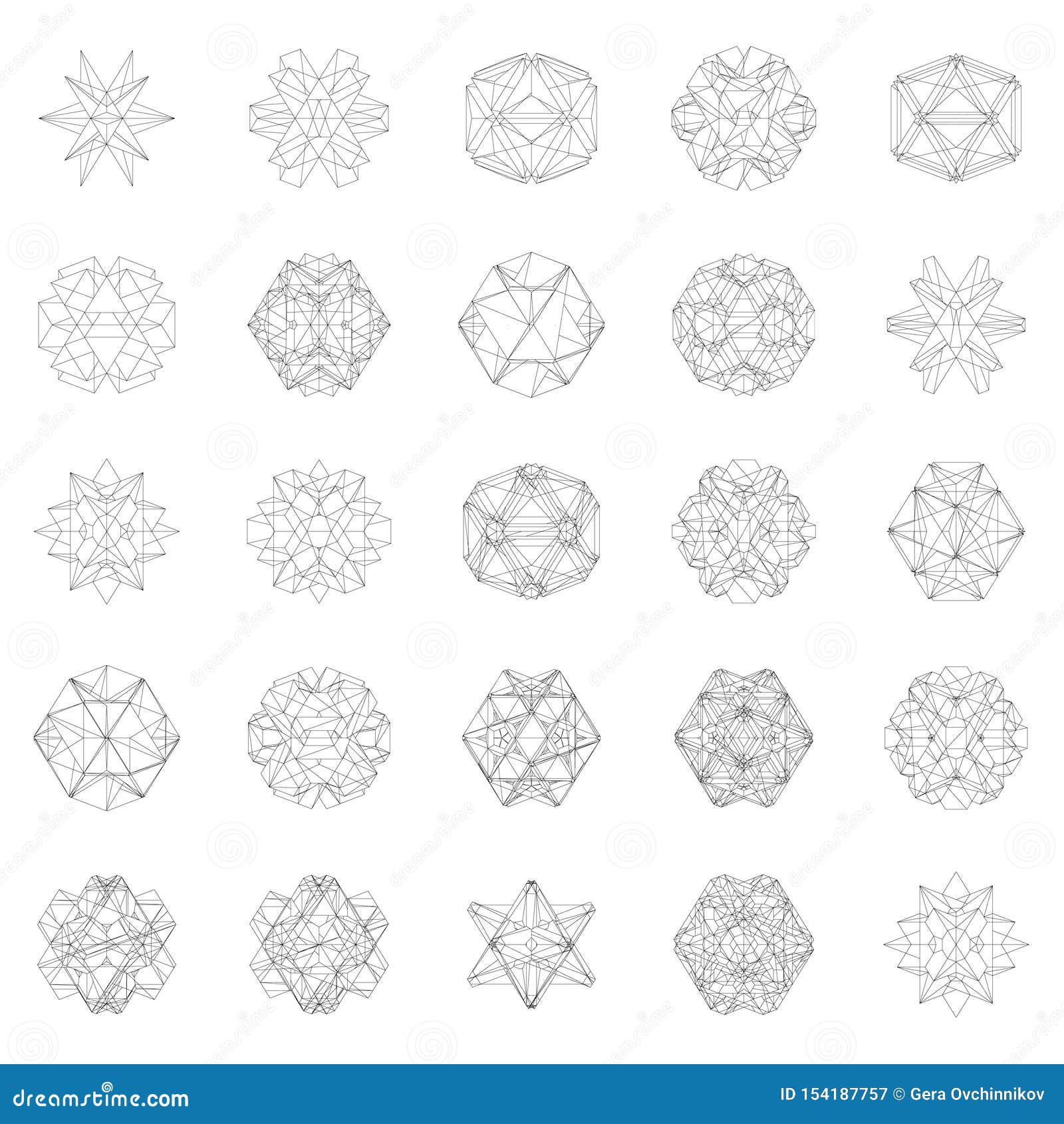 Set with Abstract Geometric Shapes from Lines. Vector Illustration ...