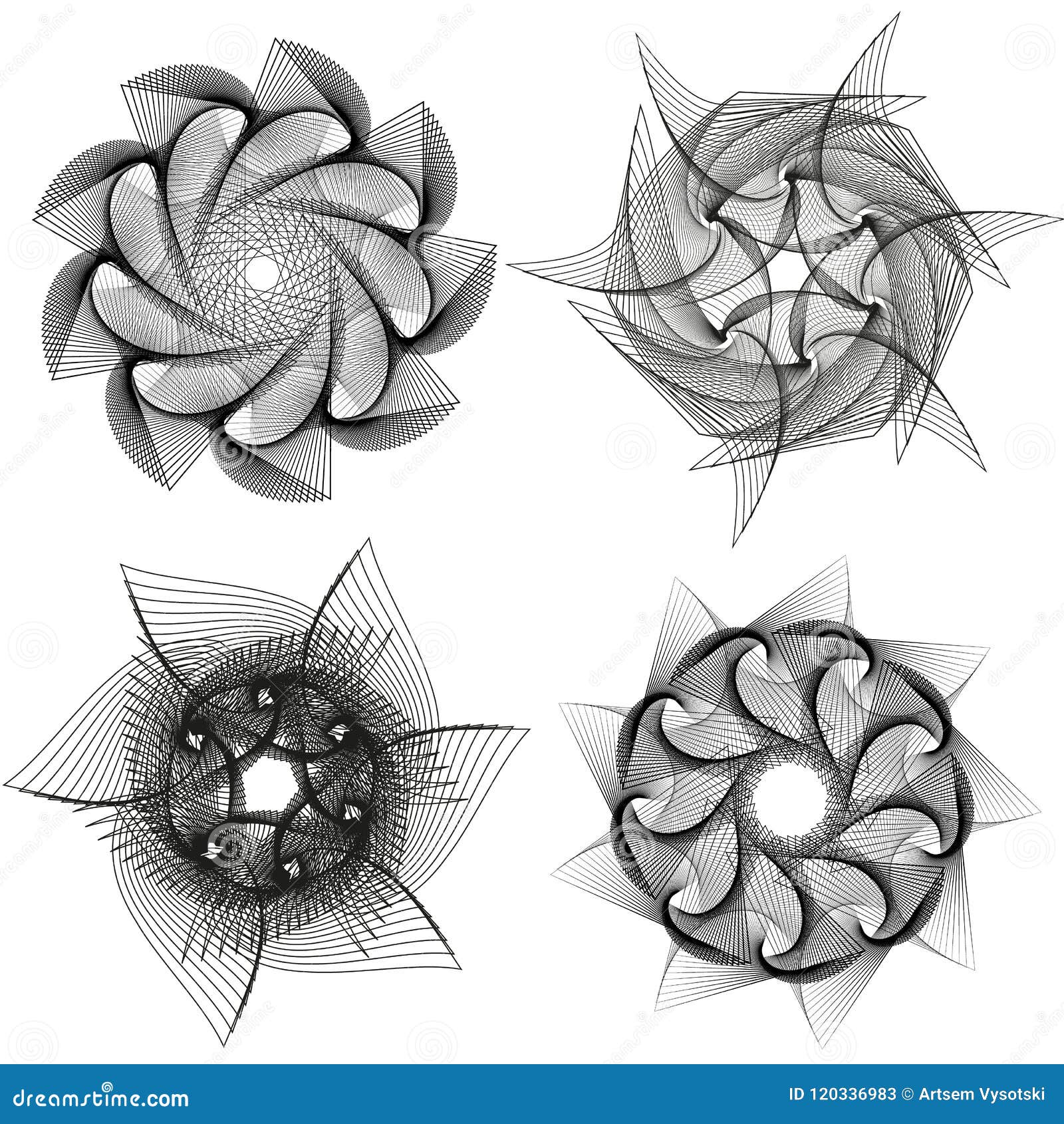 Set of Abstract Geometric Spirograph Background. Vector Illustration ...
