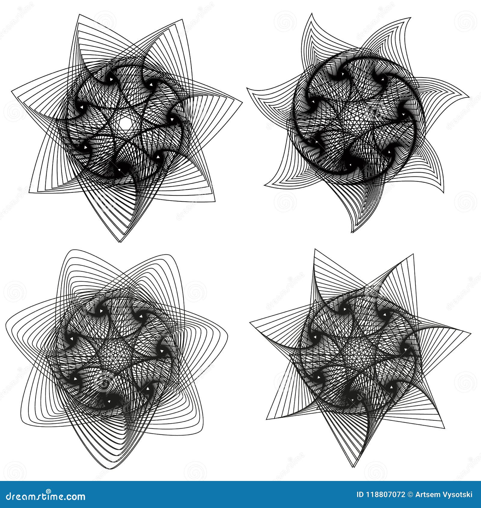 Set of Abstract Geometric Spirograph Background. Vector Illustration ...