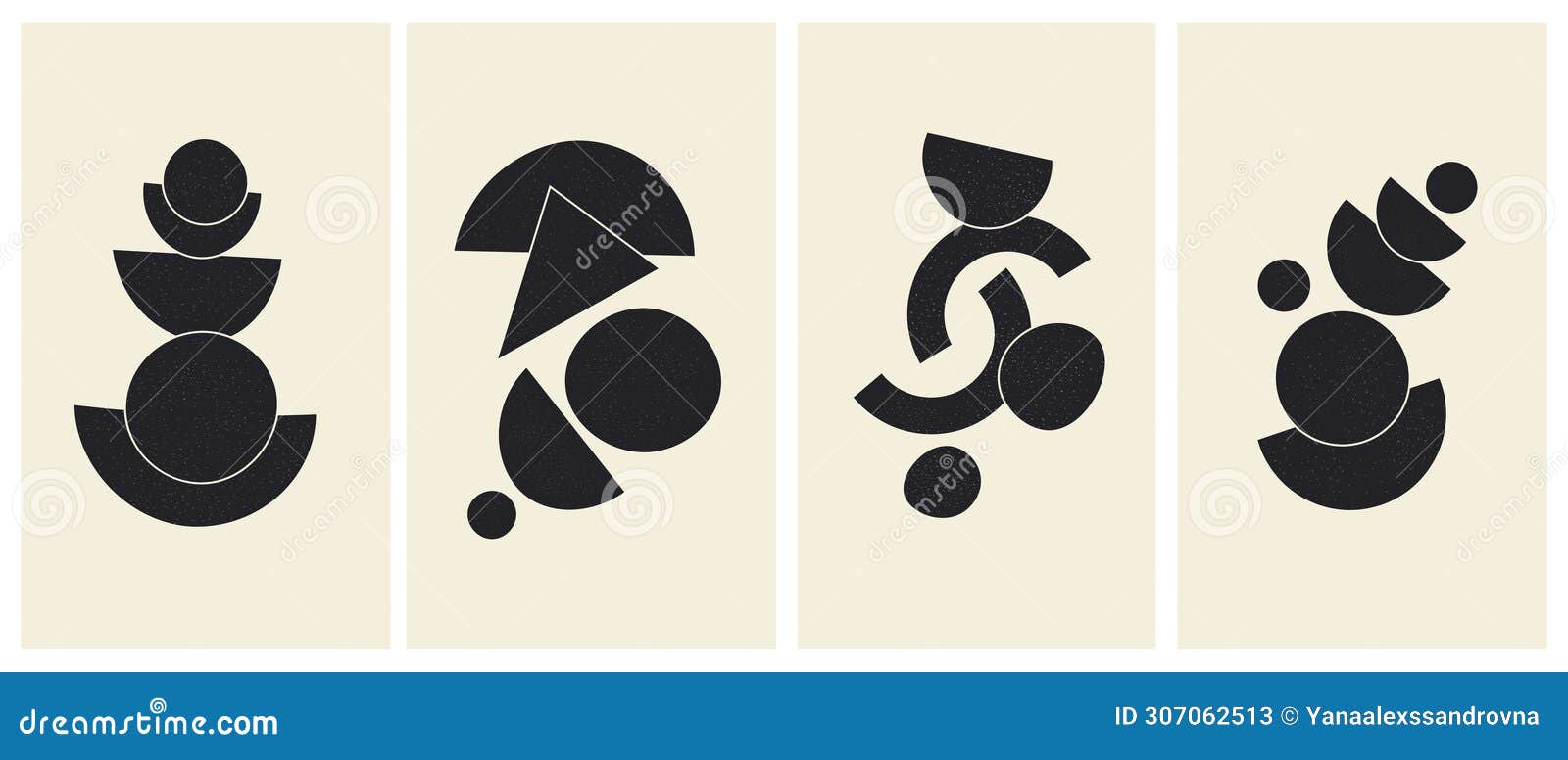 Set of Abstract Geometric Vertical Posters with Grain Texture. Vector ...