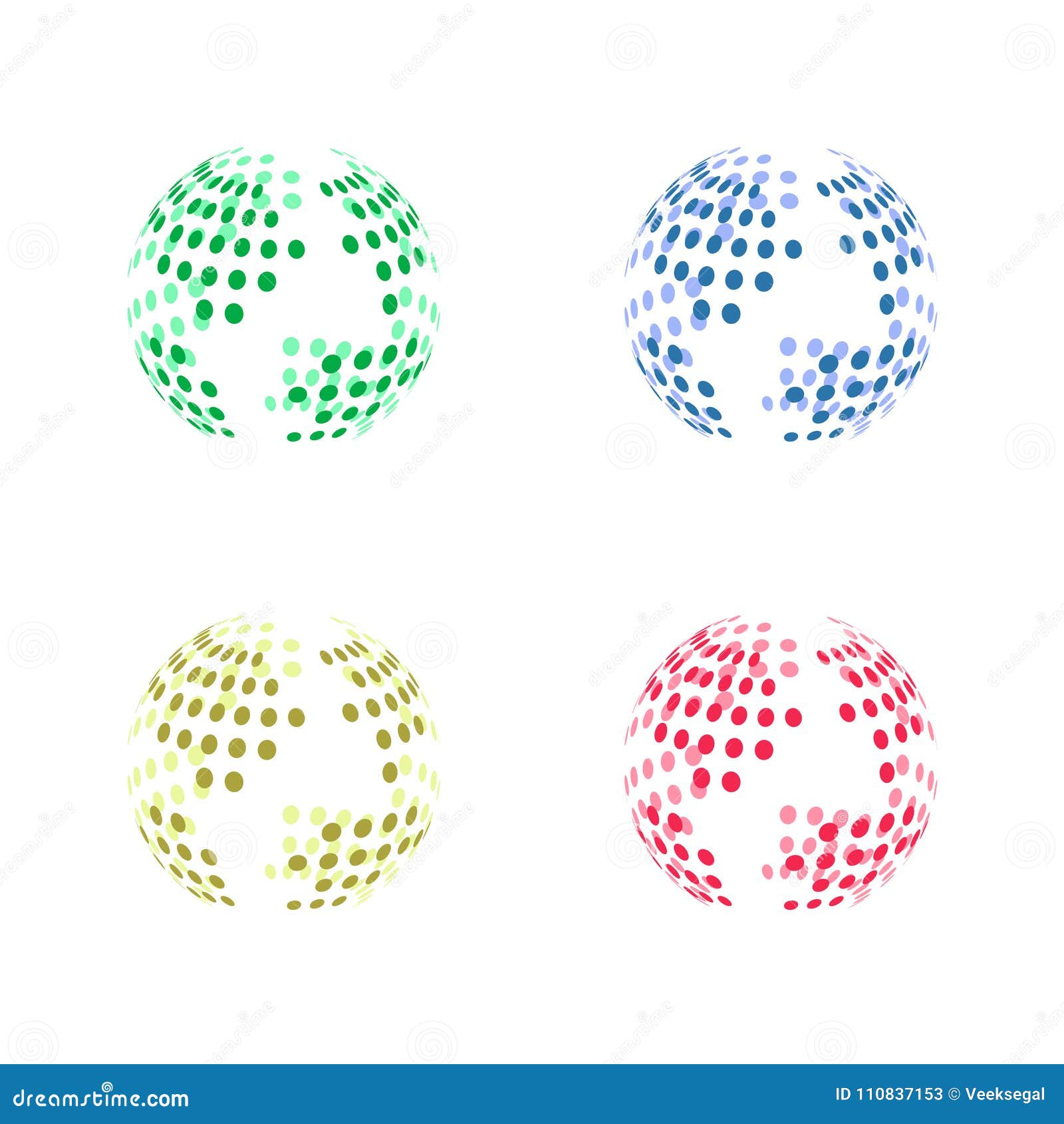 Set Abstract Globe of the Earth of Colorful Dots Stock Vector ...