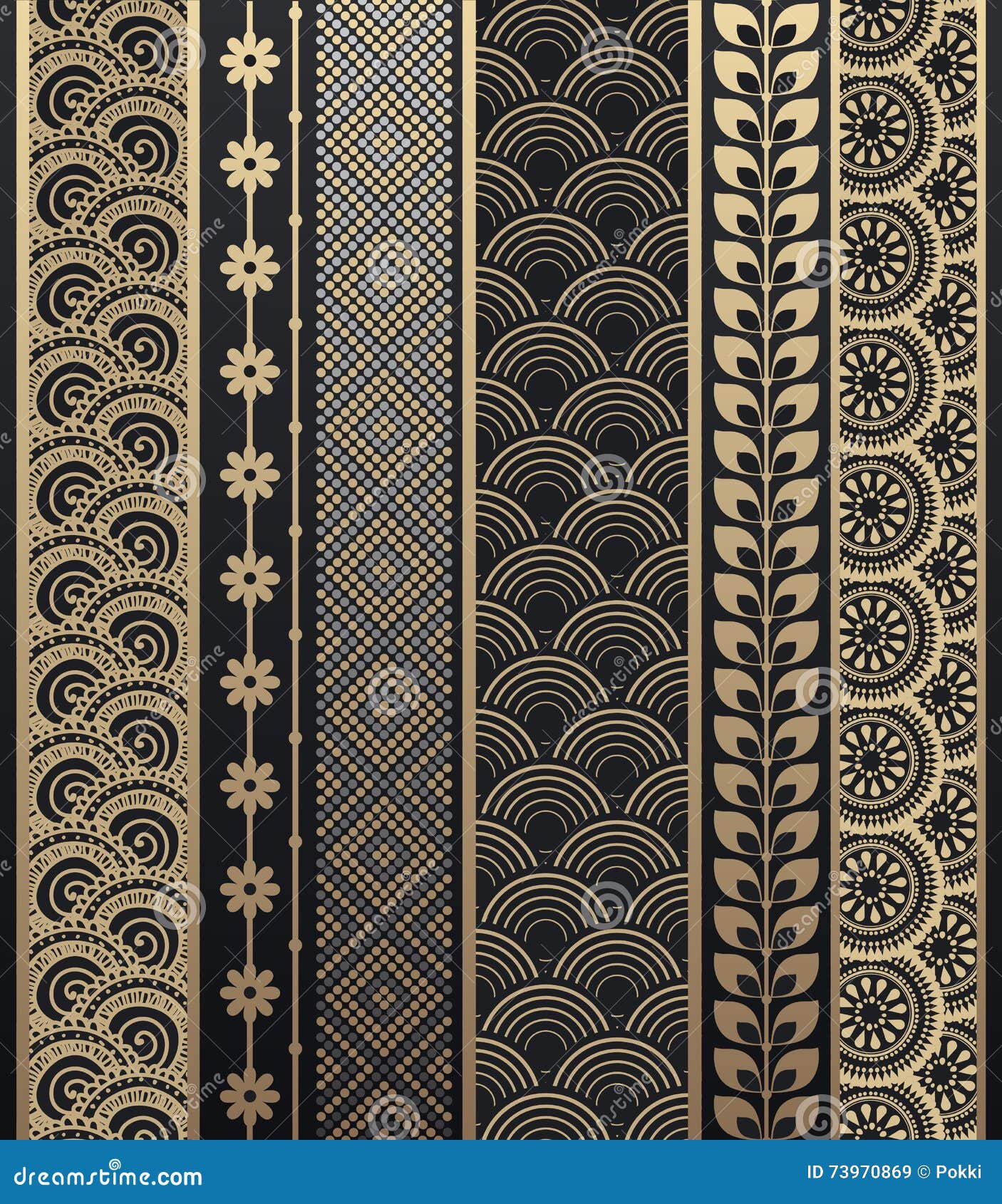 Set of Abstract Golden Pattern Stripes. Stock Vector - Illustration of ...