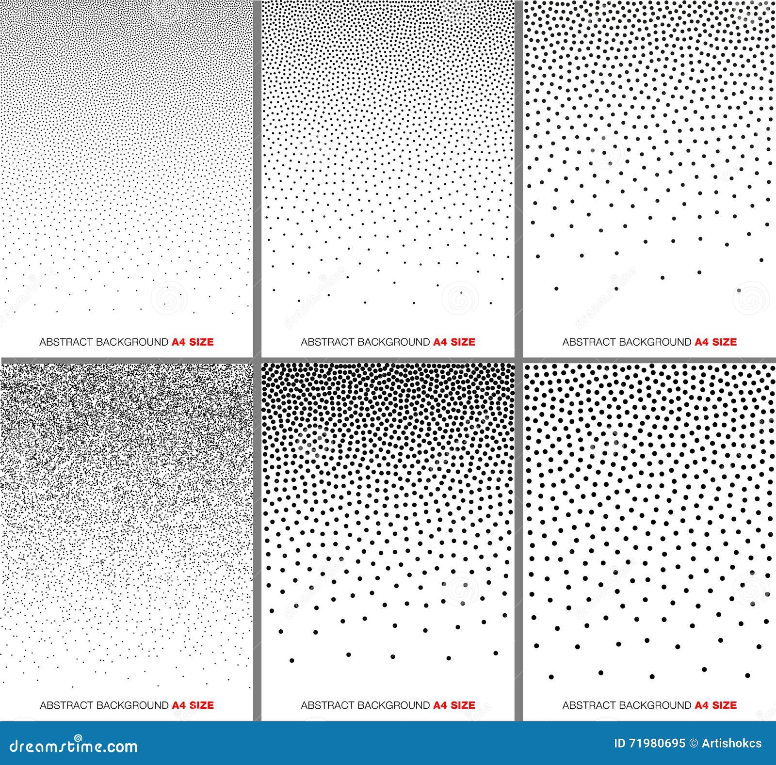 Set of Abstract Gradient Halftone Dots Backgrounds. A4 Paper Size ...