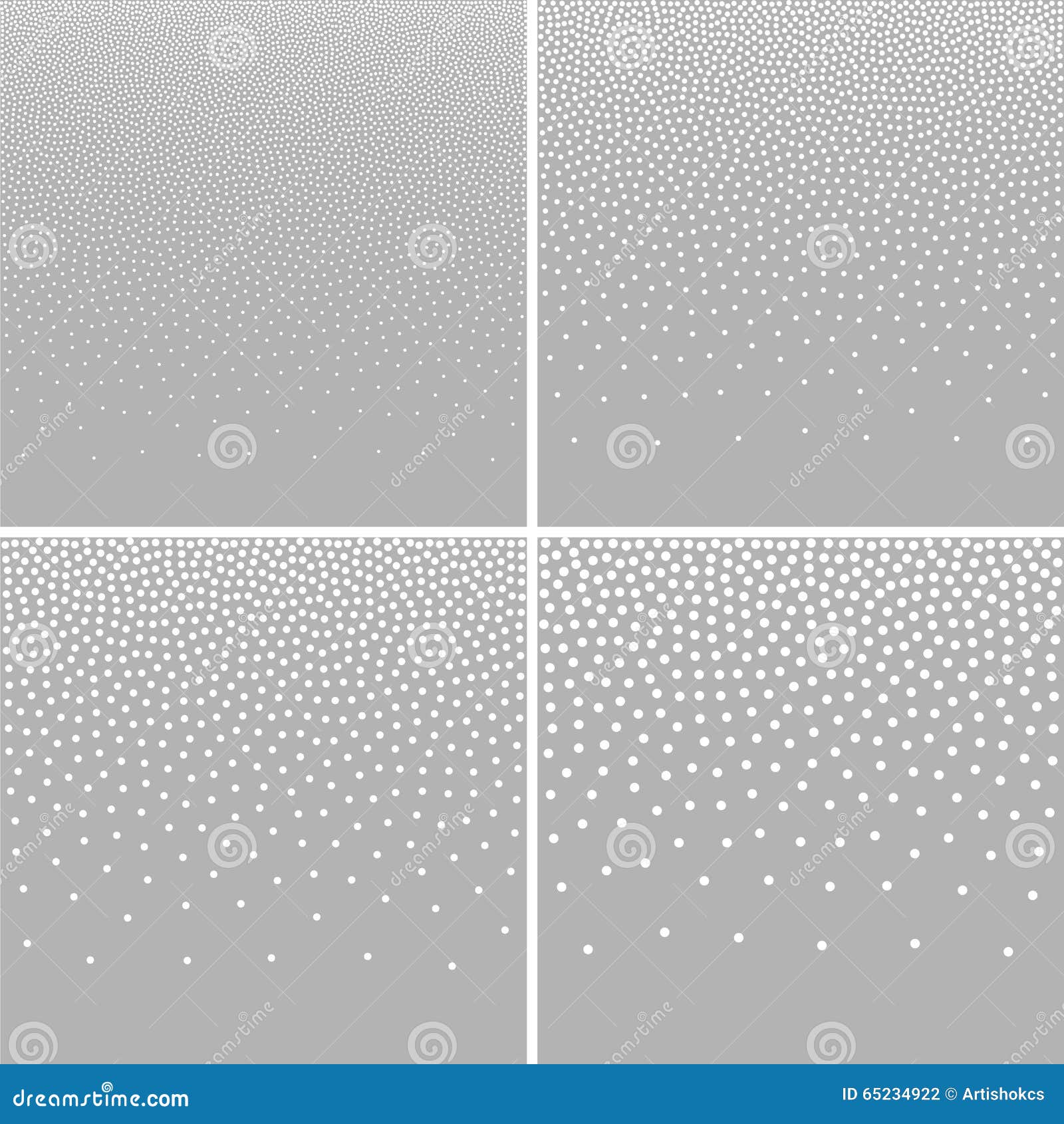 Set of Abstract Gradient Halftone White Dots on Gray Backgrounds Stock ...