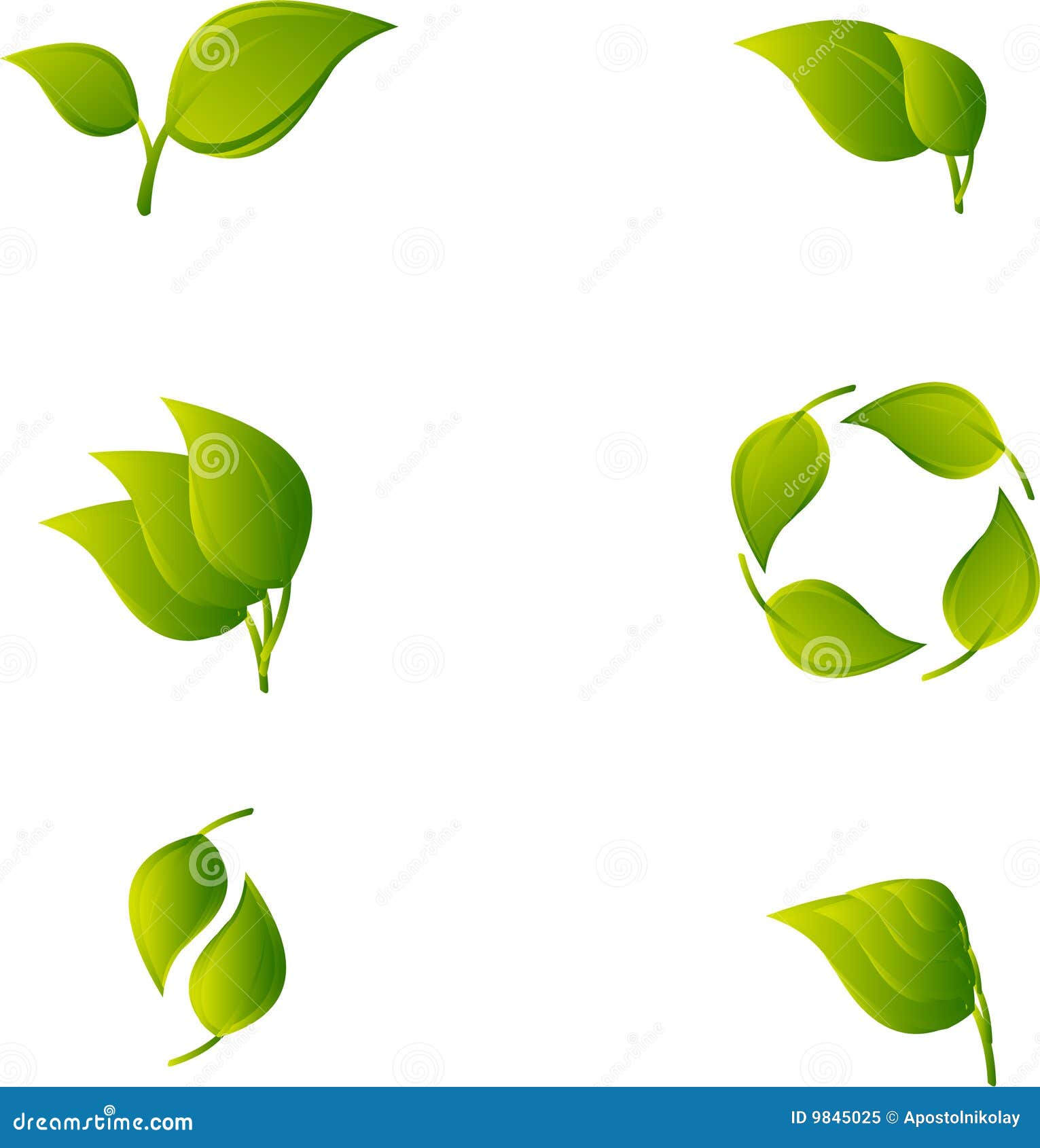 Set of abstract green leaf stock vector. Illustration of house - 9845025