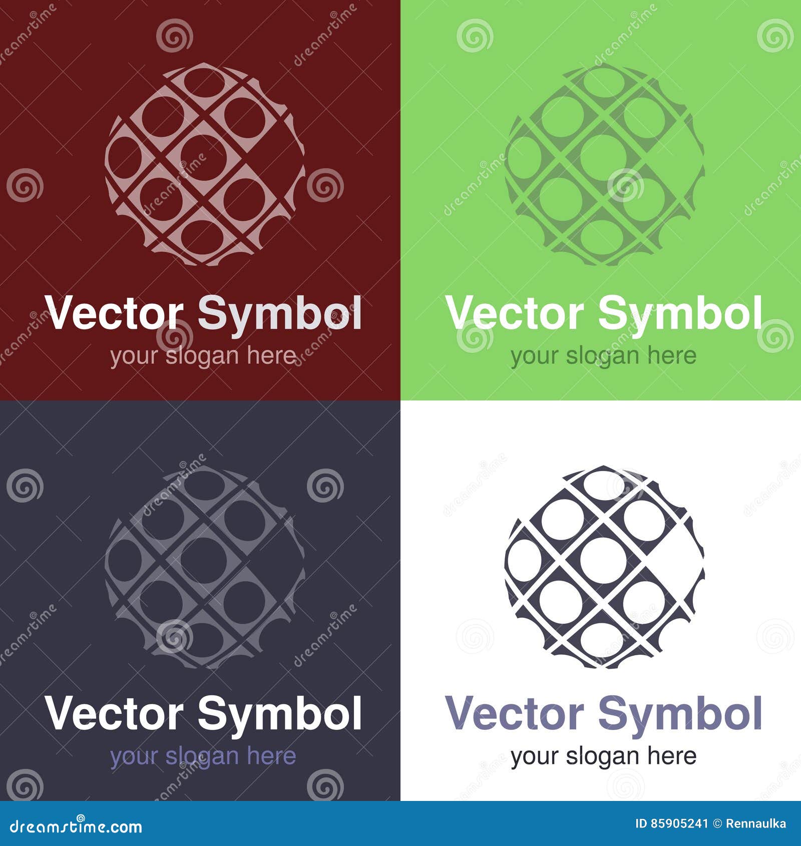 Set of Abstract Green, Red, Blue and Black White Logo Design of Globe ...