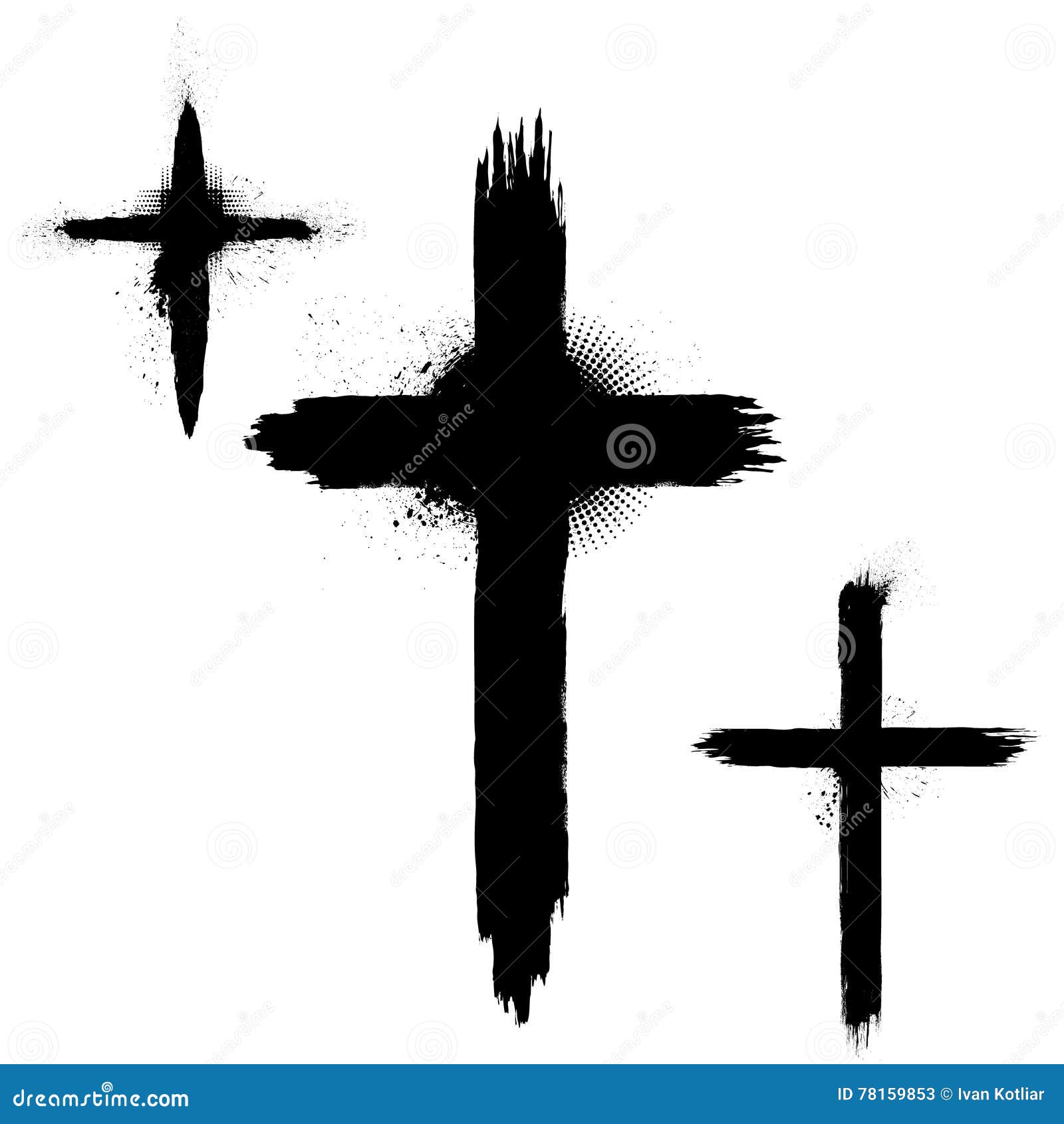 Set of Abstract Grunge Crosses. Stock Vector - Illustration of point ...
