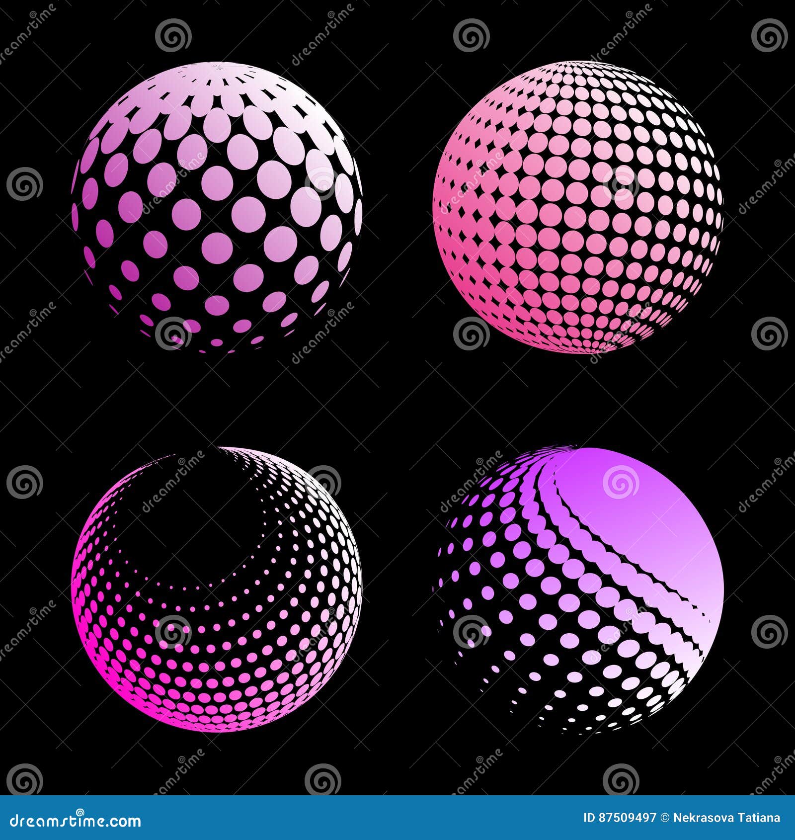 Set Abstract Halftone 3D Spheres_4 Stock Vector - Illustration of ...