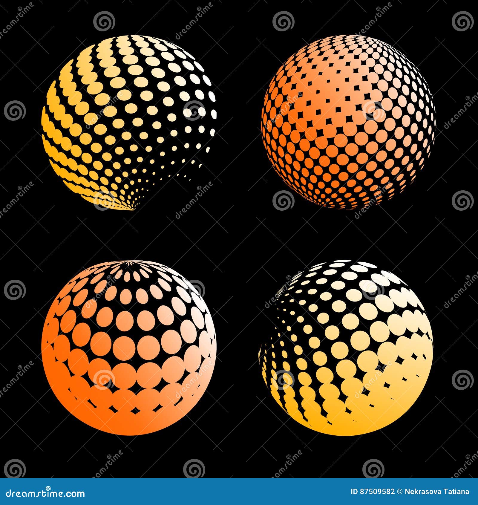Set Abstract Halftone 3D Spheres_5 Stock Vector - Illustration of geometry, background: 87509582