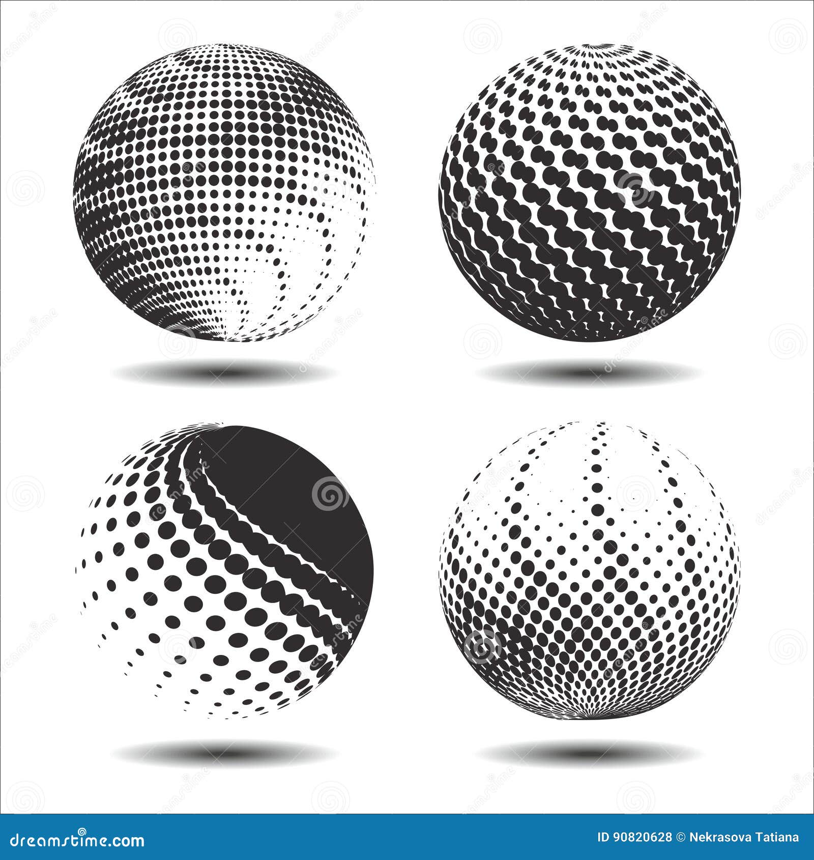Set Abstract Halftone 3D Spheres_22 Stock Vector - Illustration of spot, geometry: 90820628
