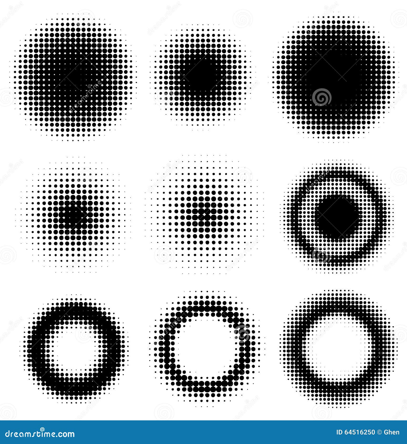 Set of Abstract Halftone Design Elements Circles Stock Vector ...