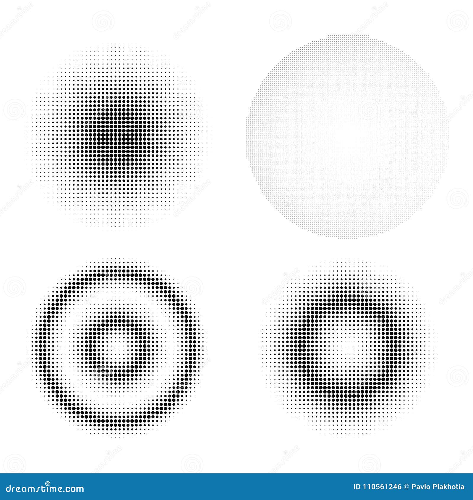 Set of Abstract Halftone Design Elements. Gradient Black Dot Circles Template Isolated on White ...