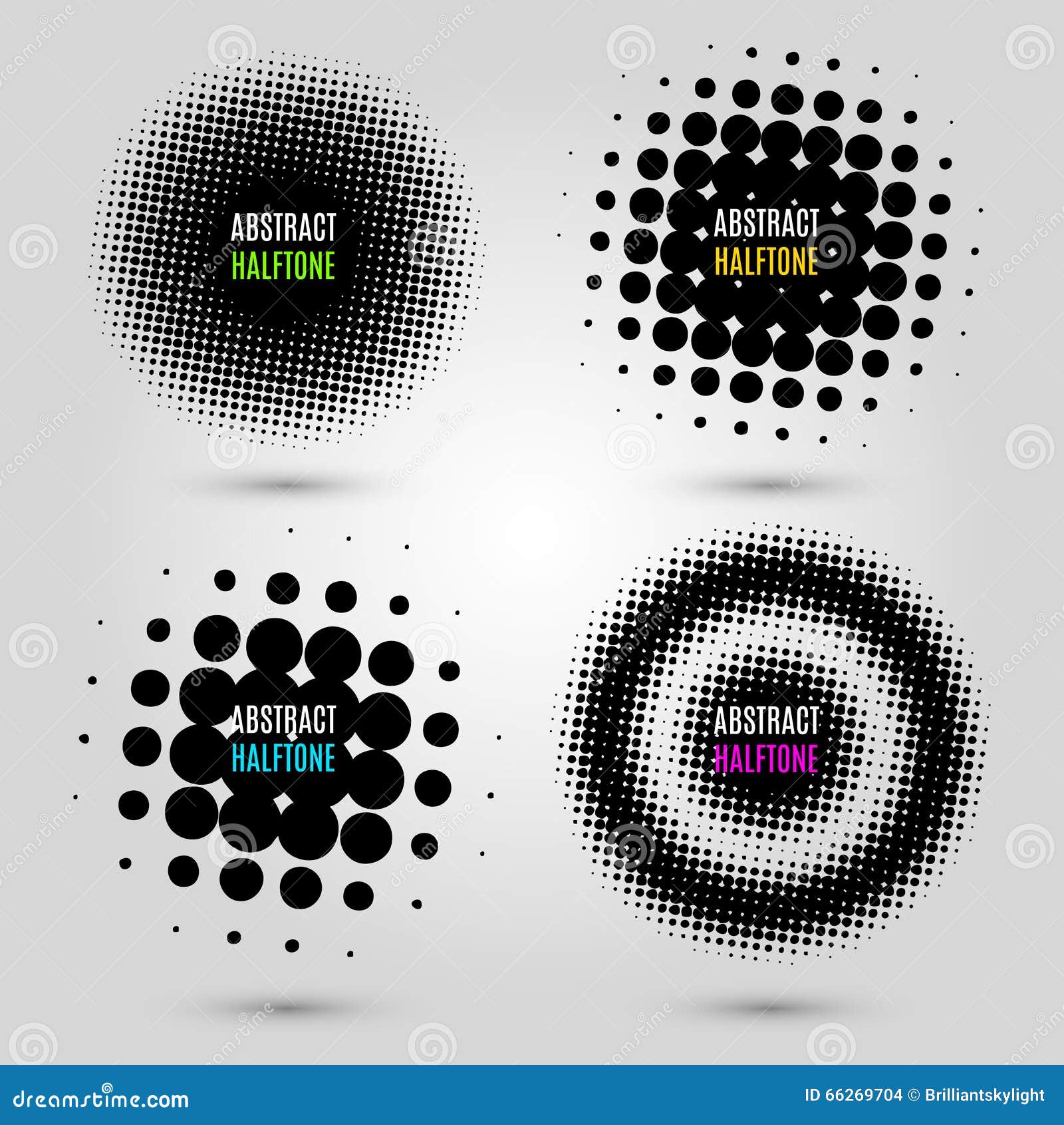 Set with Abstract Halftone Design Elements Stock Vector - Illustration ...