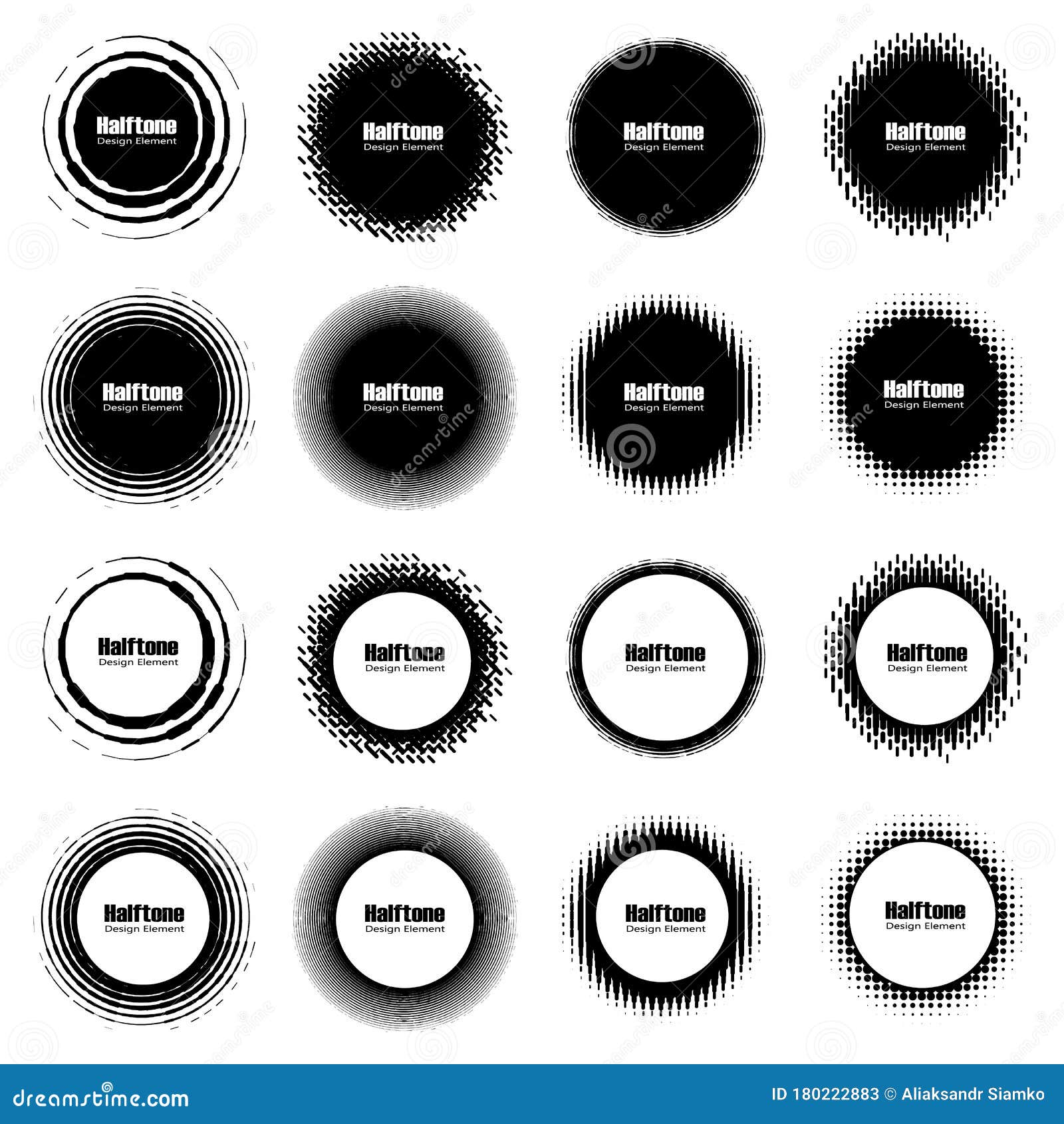 Set of Abstract Halftone Design Elements, Vector Illustration, Logo ...