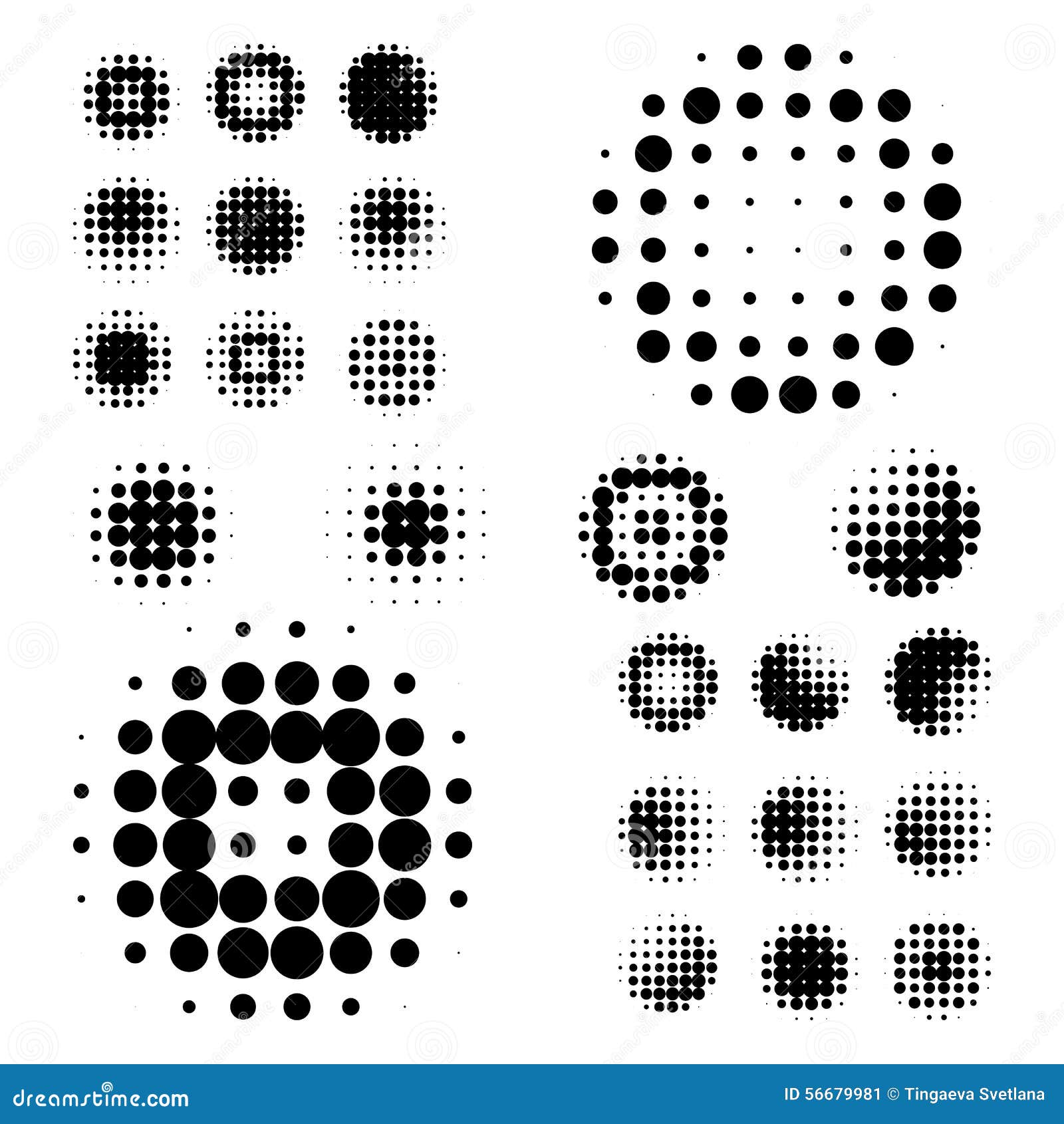 Set of Abstract Halftone Isolated Circular Texture Stock Vector ...