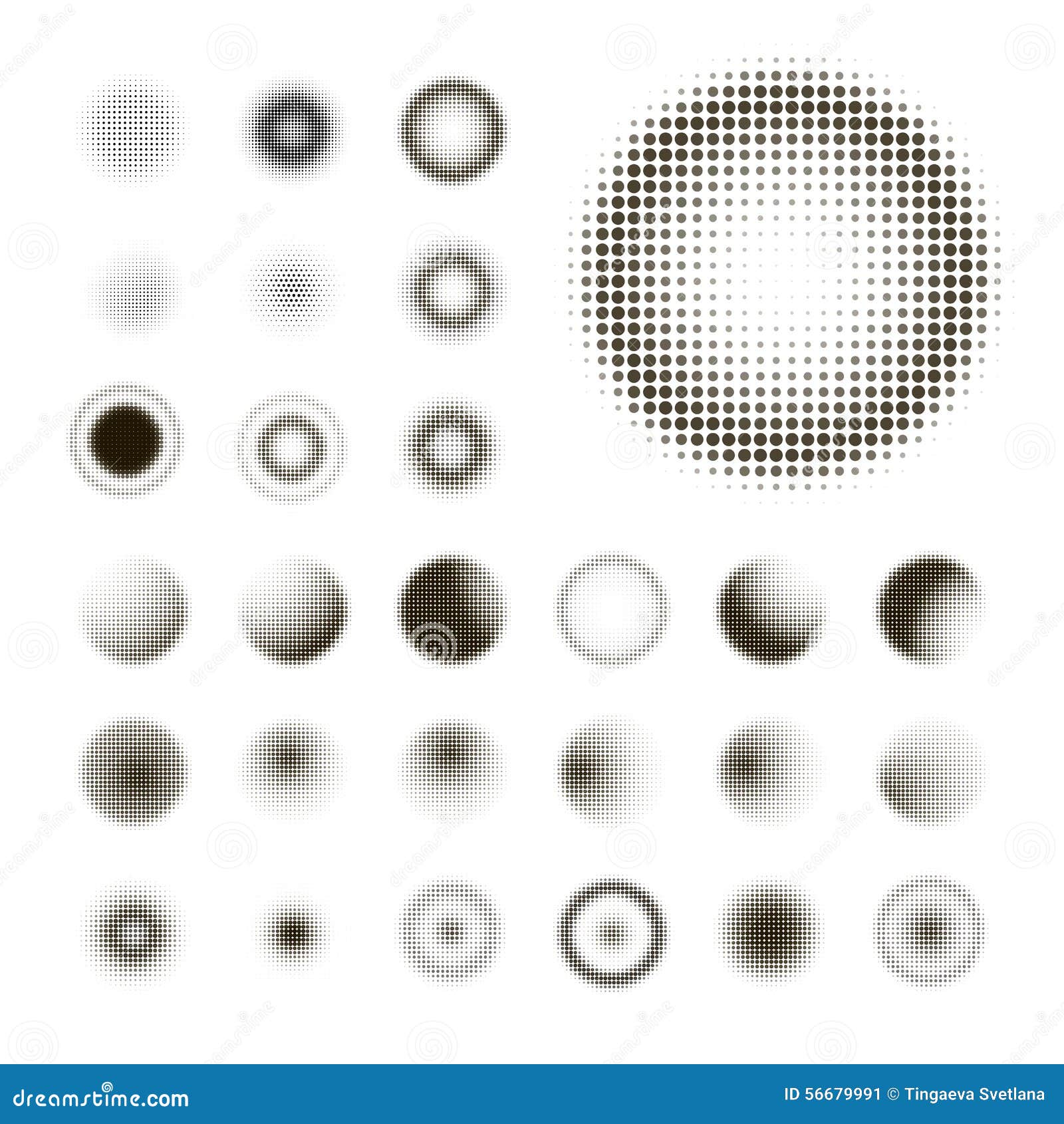 Set of Abstract Halftone Isolated Circular Texture Stock Vector ...