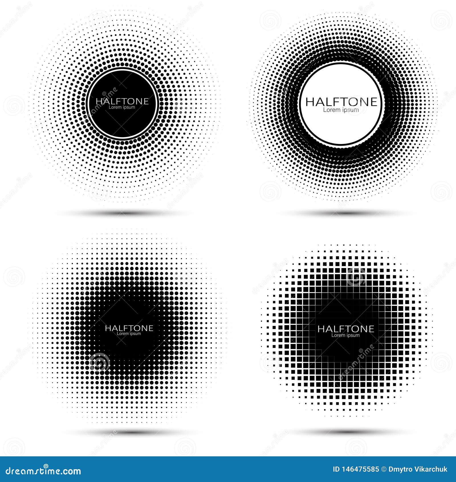 Set of Abstract Halftone. Vector Halftone Circles. Abstract Dots ...