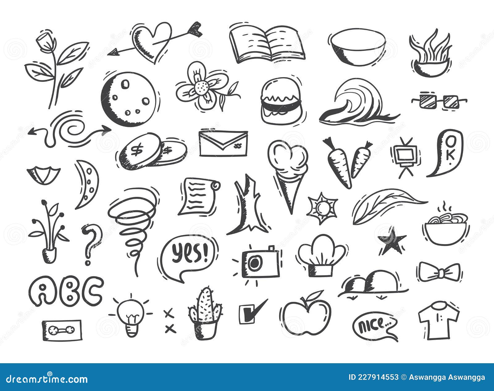 Set of Abstract Hand Drawn Doodle Elements Stock Vector - Illustration ...